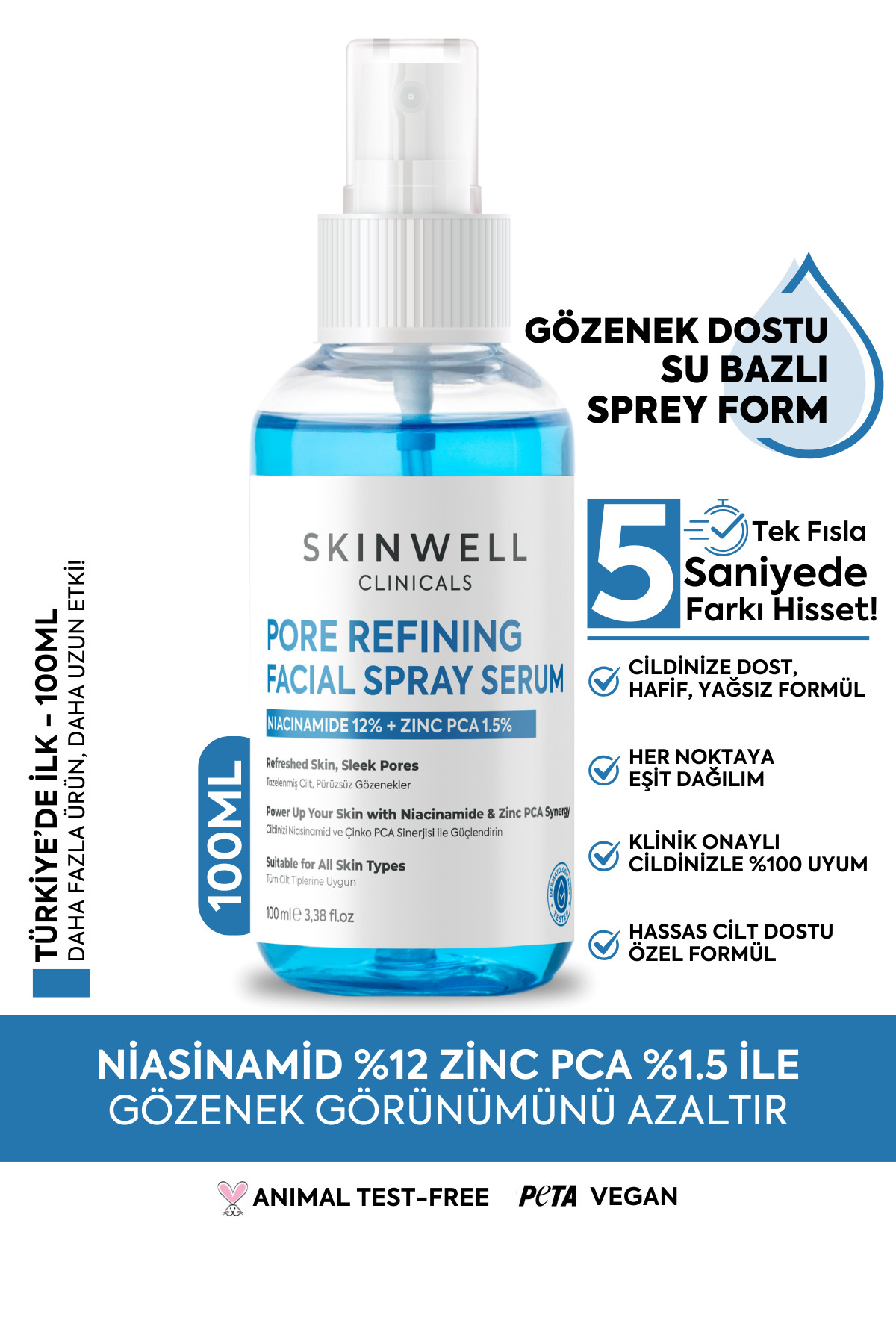 Skinwell Gözenek Sıkılaştırıcı, Pürüzsüzleştirici, Karşıtı Serum Mist ...