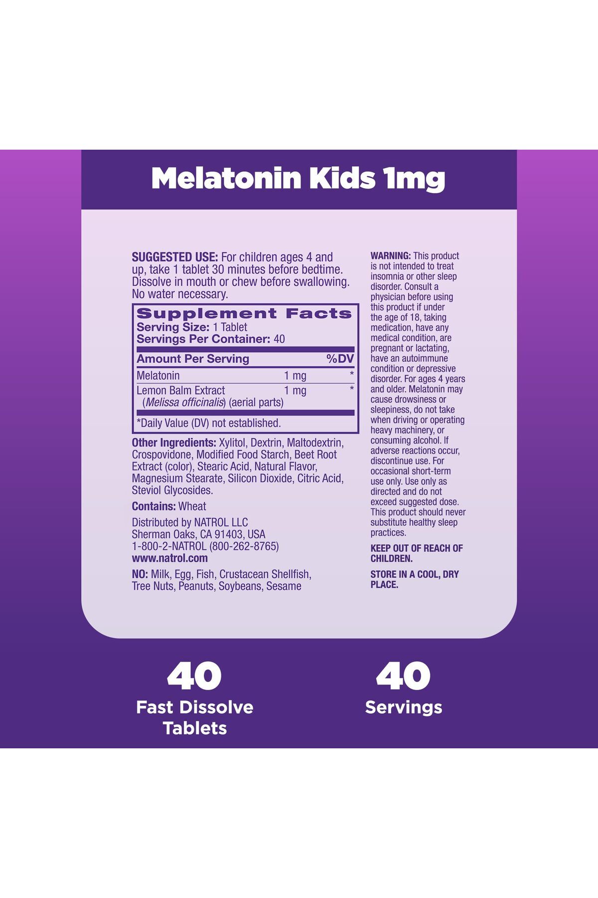 Natrol Kids Fast Dissolve Melatonin 1 mg, Strawberry-Flavored Sleep ...