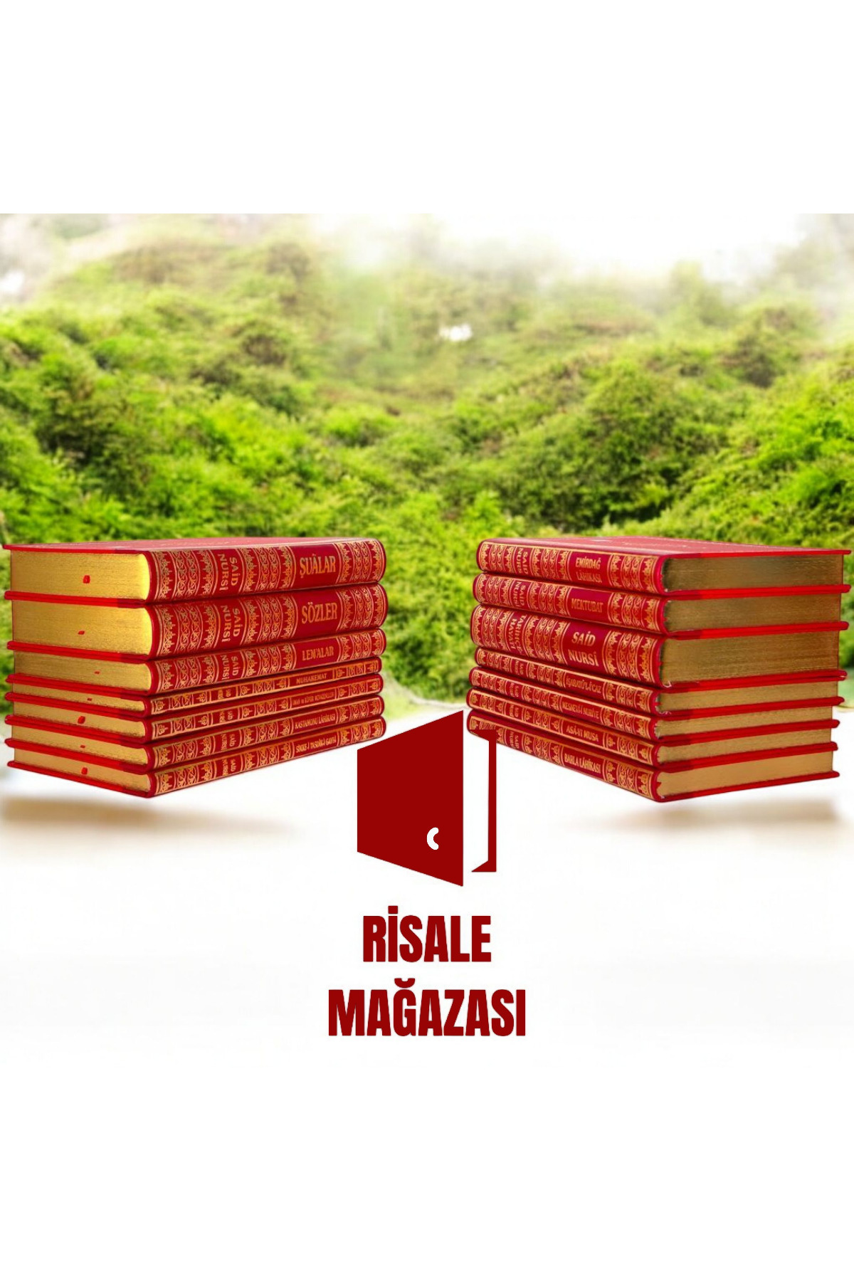 RİSALE Risale-i Nur Külliyatı Yaldızlı Büyük Boy Sırtı Deri Takım Envar ...