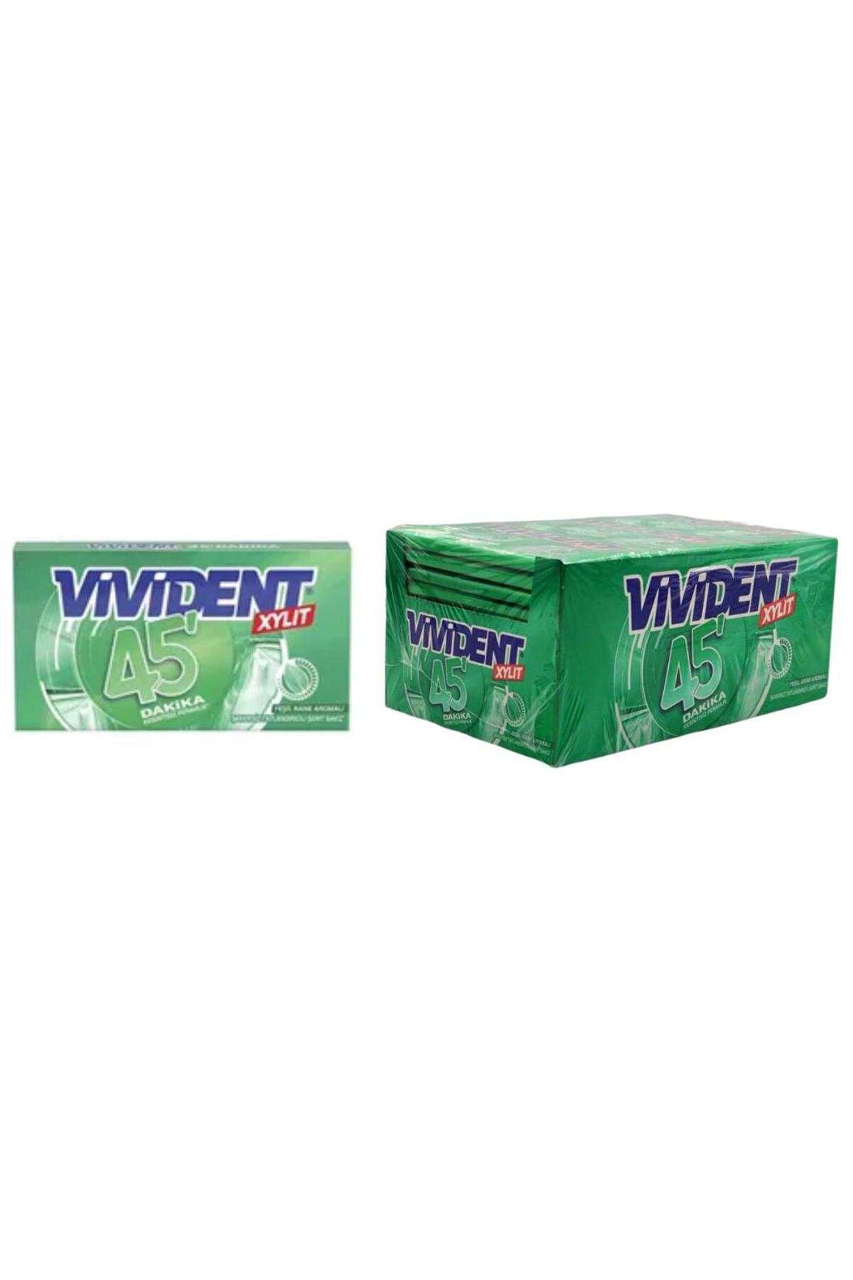 Vivident XYLIT 45 Dakika Yeşil Nane Aromalı Şekersiz Sakız 26 g x 18 ...