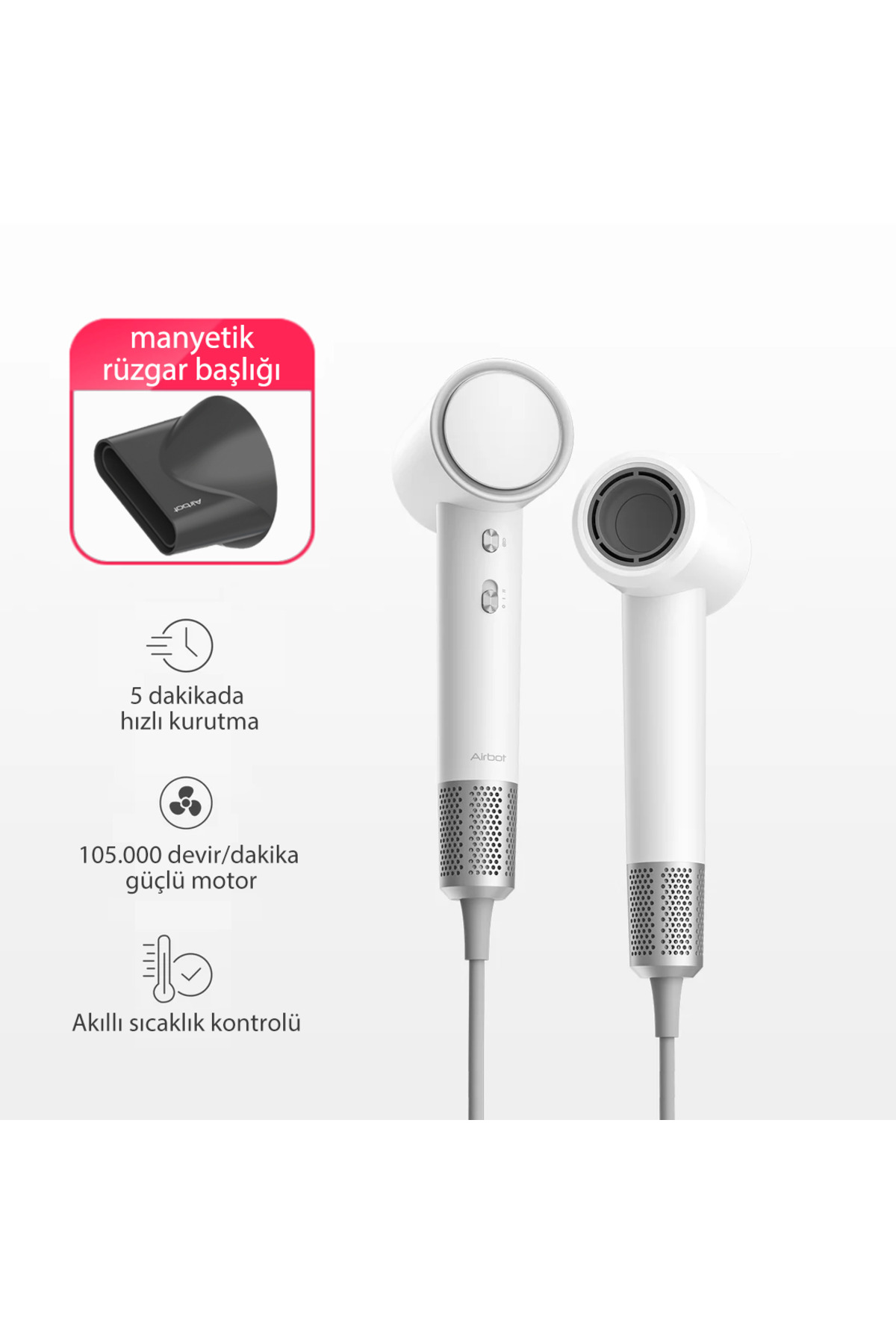 Air Bot Airbot Aria Yüksek Hızlı Saç Kurutma Makinesi (Beyaz) - HD018 ...