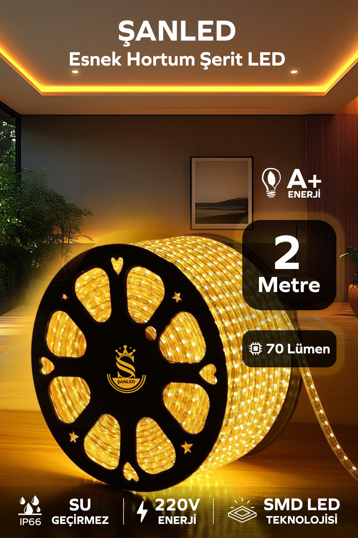 ŞANLED Hortum Esnek Şerit Led Beyaz ,mavi,günışığı,amber Rengi + 220v ...