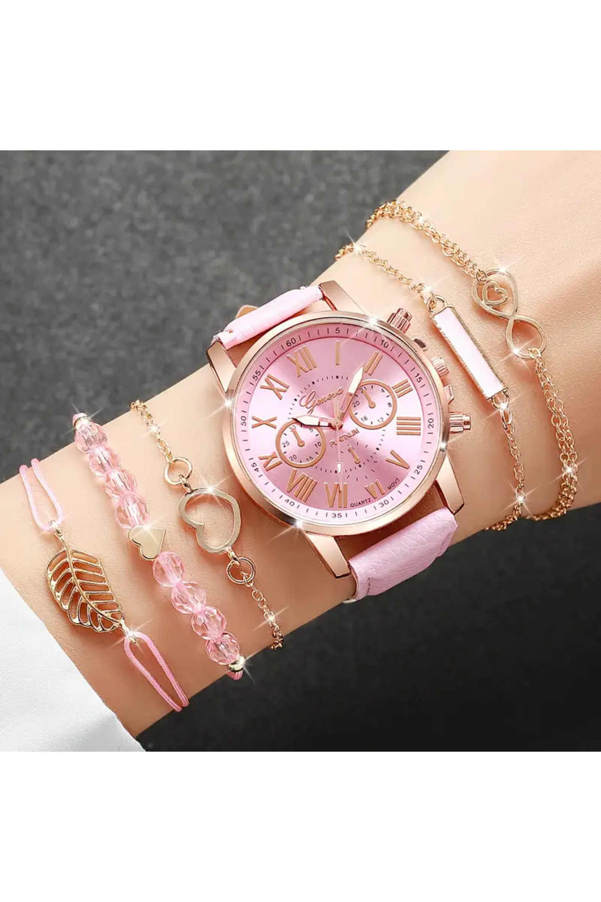 Geneva 6'lı Kadın Saat ve Bilezik Seti - Roma Rakamlı Şık Tasarım ...