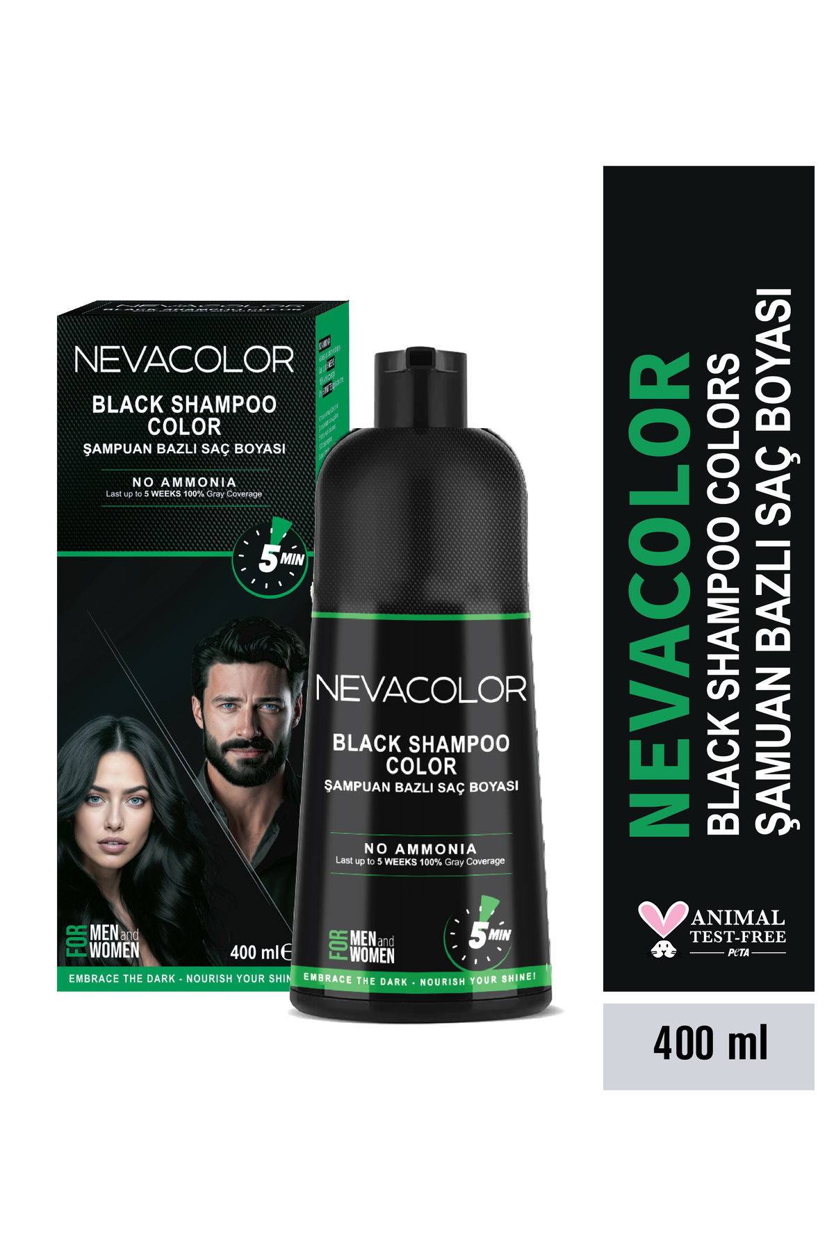 Neva Color Black Shampoo Color 400ml (ŞAMPUAN BAZLI SAÇ BOYASI ...