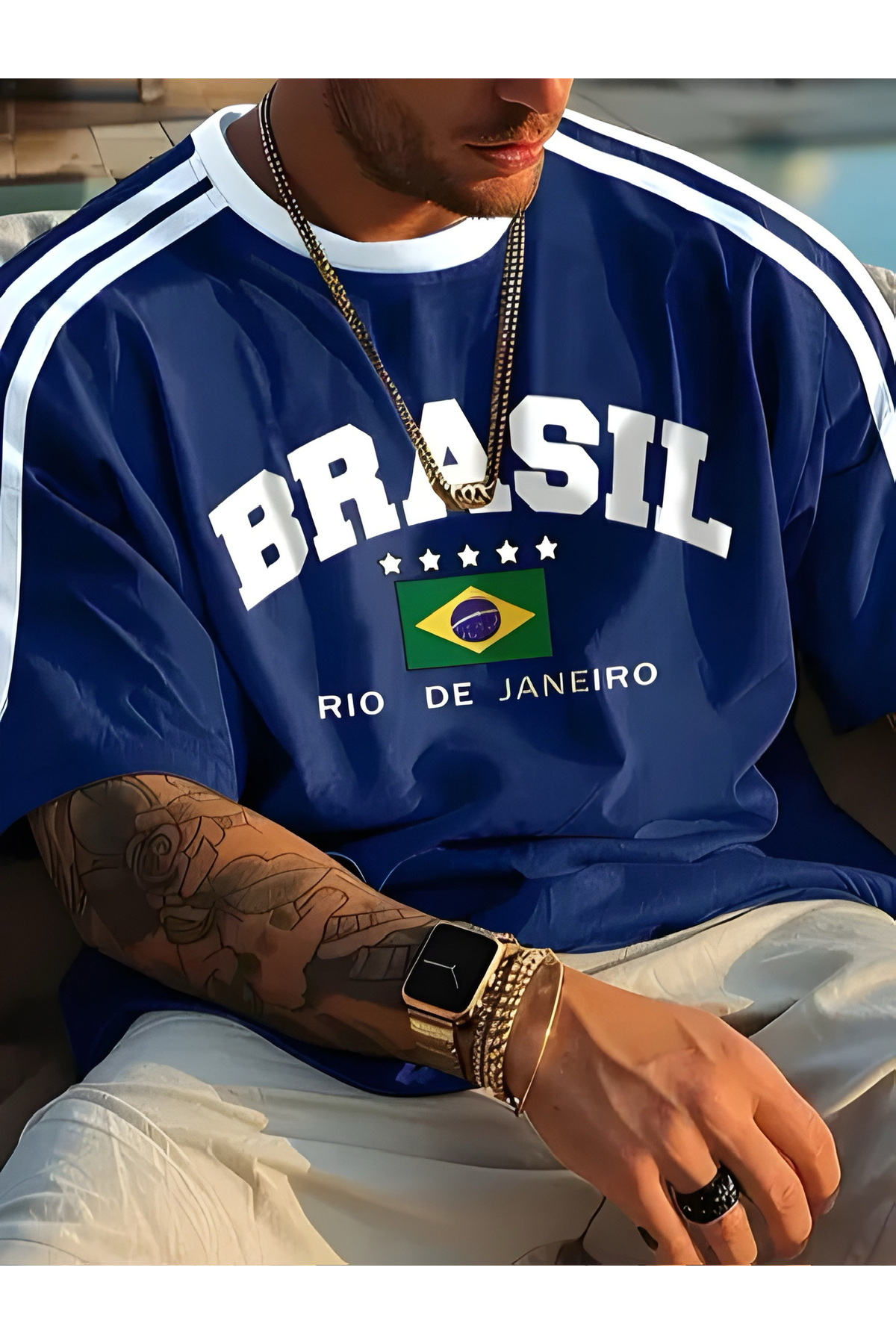 Risil-Nu Company Yeni Sezon Unisex Omuz Detaylı Brasil Baskılı Oversize ...