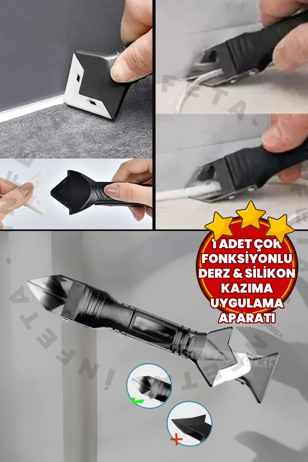 İnfeta 3'ü 1 Arada Derz Ve Silikon Sökücü Kazıyıcı Fayans Arası Derz ...