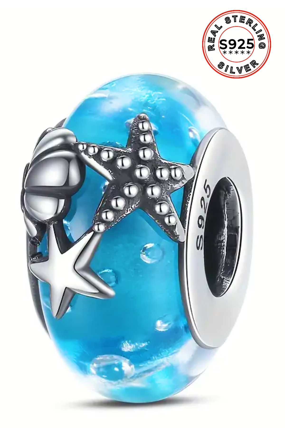 shop %100 S925 Saf Gümüş Okyanus Mavisi Cam Charm – Şık ve Zarif Tasarım - Fiyatı, Yorumları