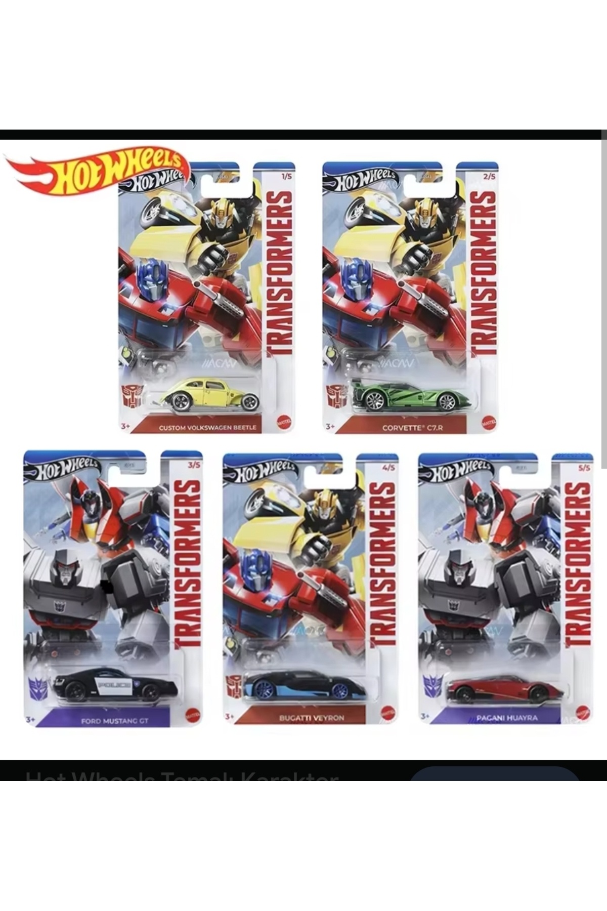 HOT WHEELS Transformers 5'li Tam Set Film Arabaları - Fiyatı, Yorumları