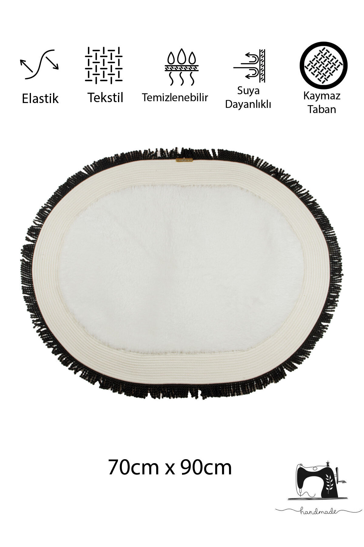 Klappe Design Kaymaz Taban Beyaz Hasır Jüt Banyo Paspası, Antre, Hol ...