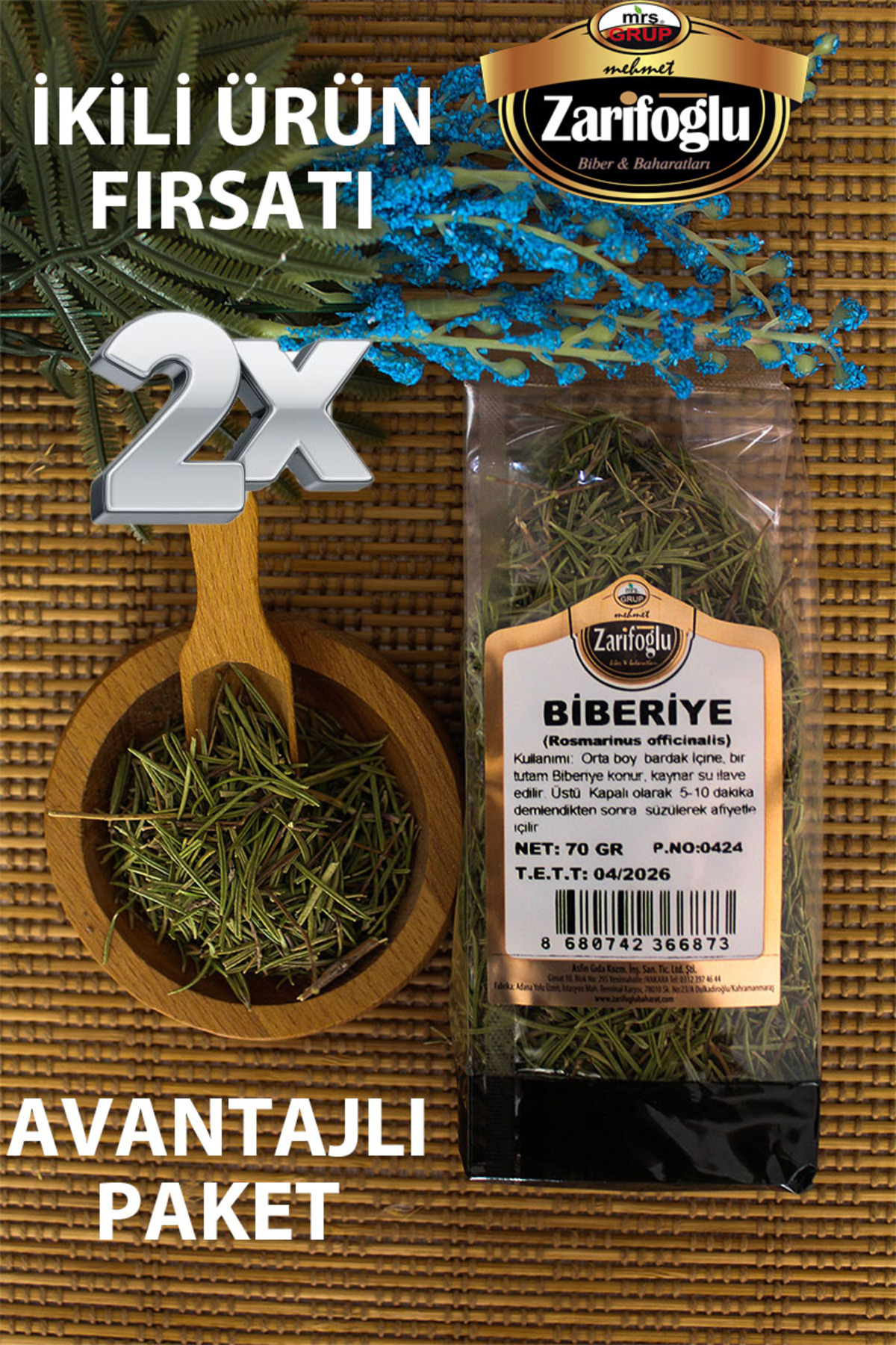 Zarifoğlu Biberiye Otu Bitkisi Şifalı Bitkiler 2 X 70 gr - Fiyatı ...