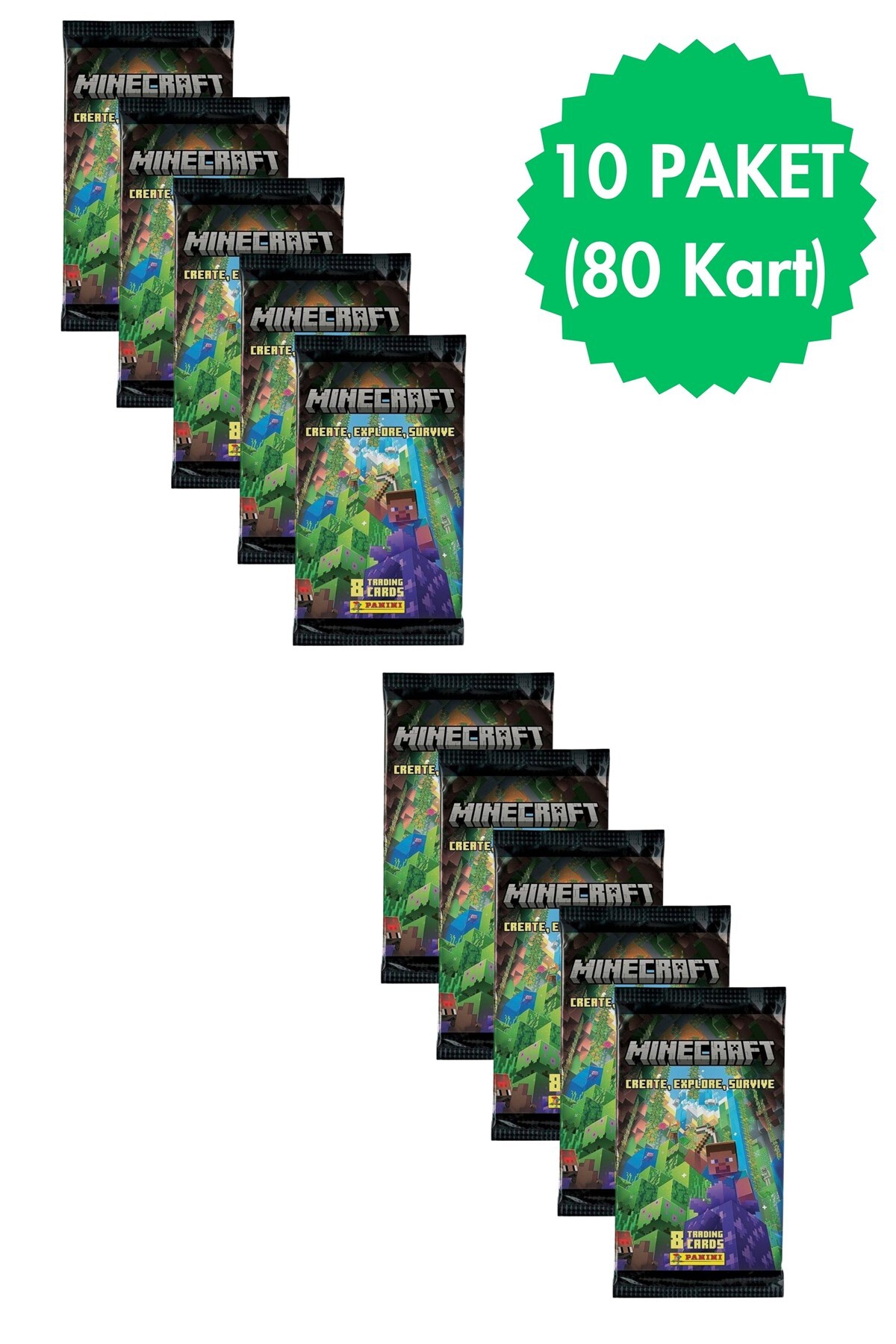 Toyika Panini Lisanslı Minecraft Koleksiyon Trading Cards 8li x 10 ...