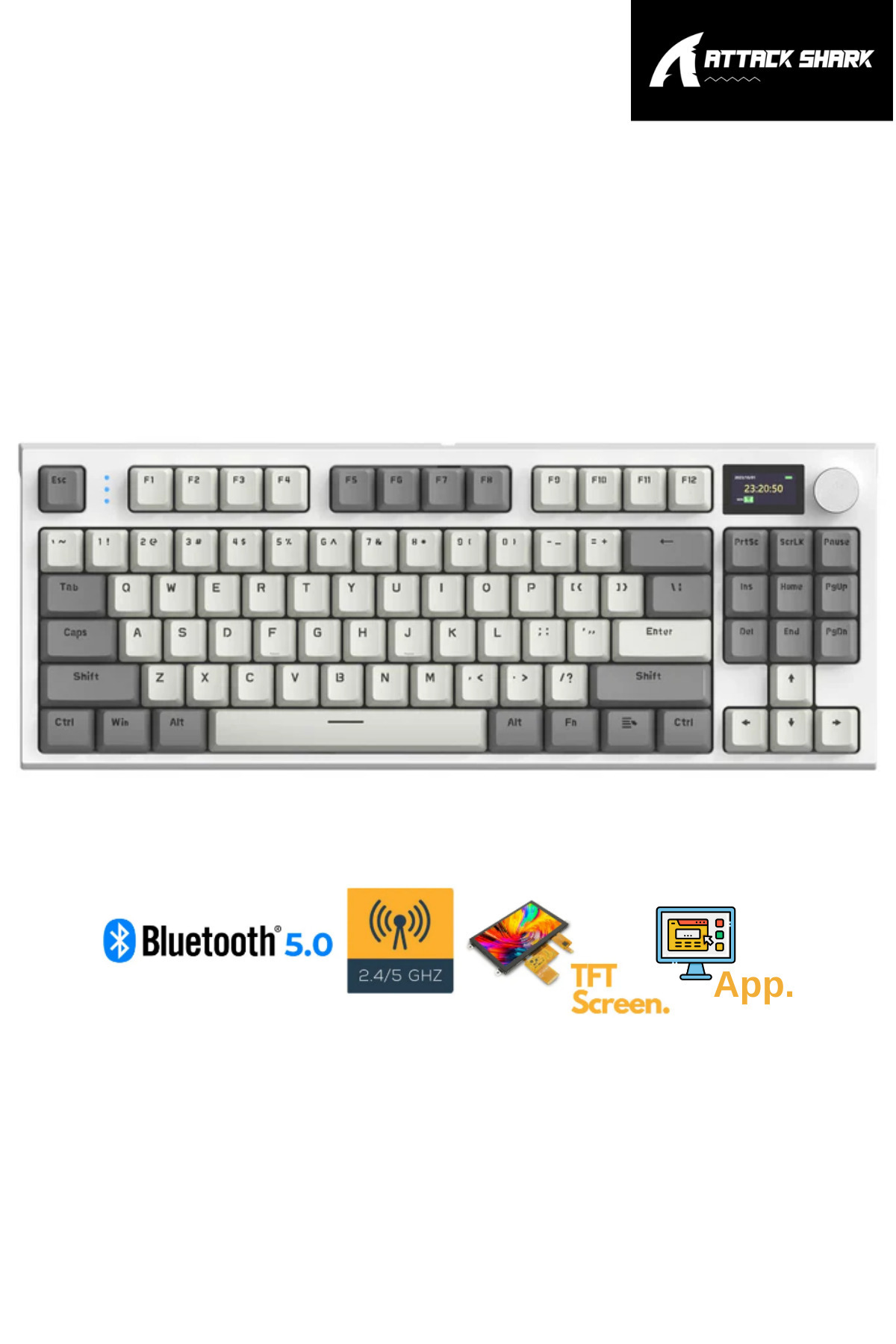 Sarftech Attack Shark K86 RetroGrey App Uygulamalı Tri-Mode E-Sports ...