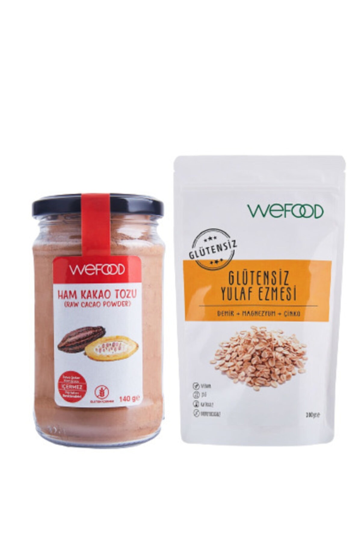Wefood Glütensiz Yulaf Ezmesi 300 gr + Ham Kakao Tozu 140 gr Avantaj ...