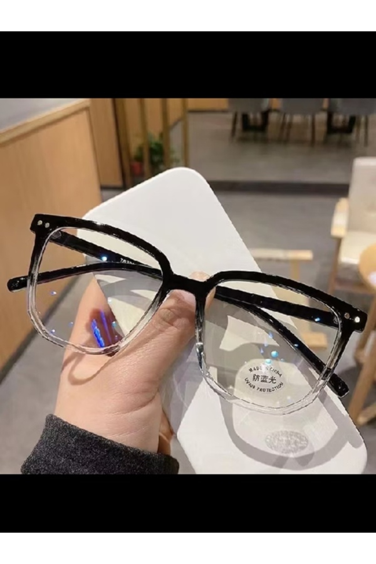 Shisa Unisex Kare şekli gözlük büyük boy mavi ışık engelleme gözlük ...