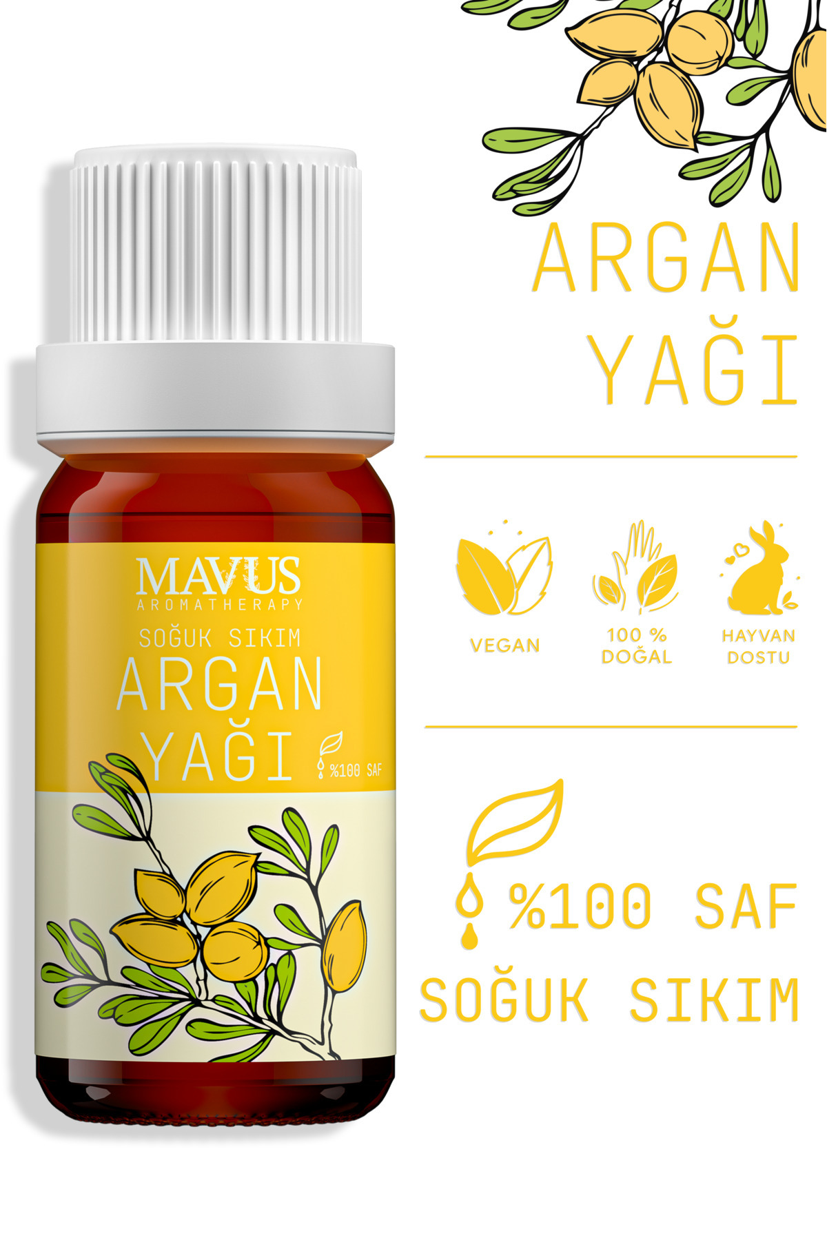 MAVUS Argan Yağı – Saç ve Cilt Doğal Bakım İçin Saf ve Doğal – 10 ml ...