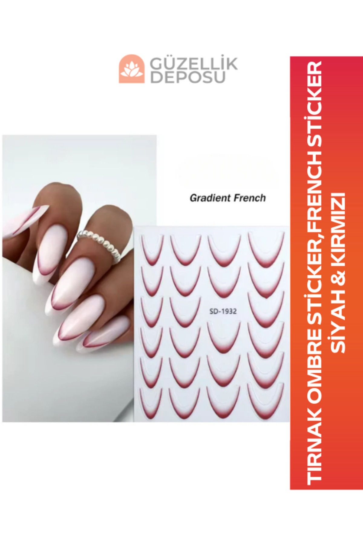 Güzellik Deposu Protez Tırnak Ombre Sticker, French Sticker Nail Art ...