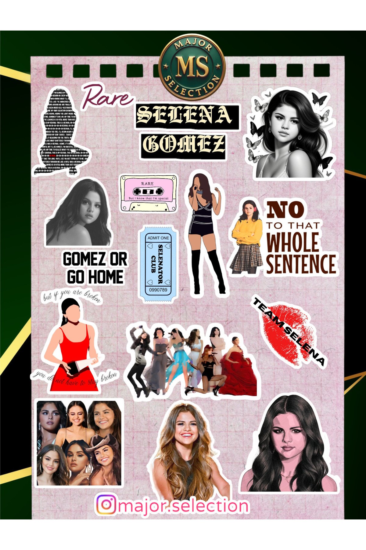 MS Major Selection Selena Gomez Sticker Set Selena Marie Gomez Laptop ...