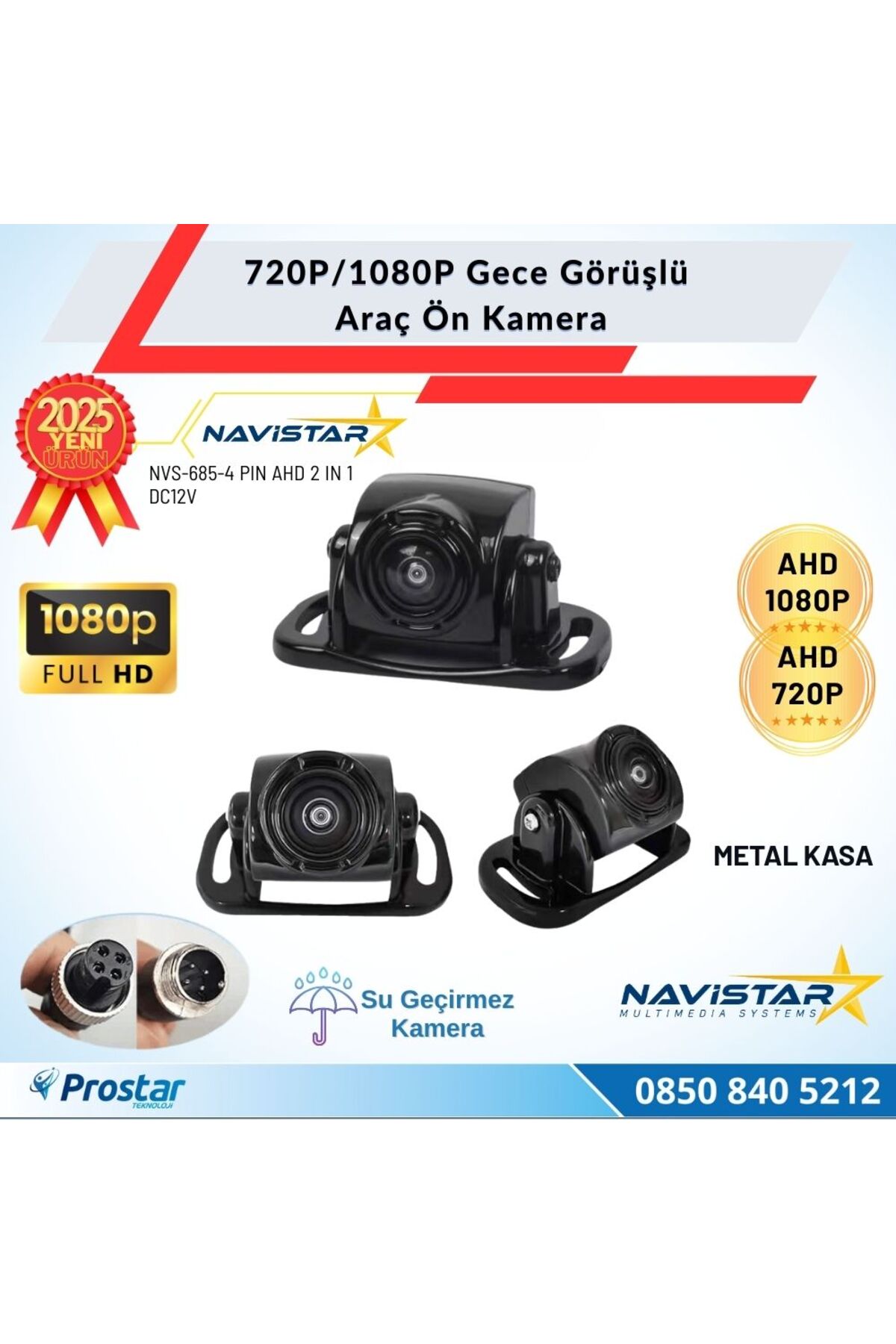 Navistar Mini Metal Kasa AHD 720P/1080P Dönüşümlü Gece Görüşlü Araç ...