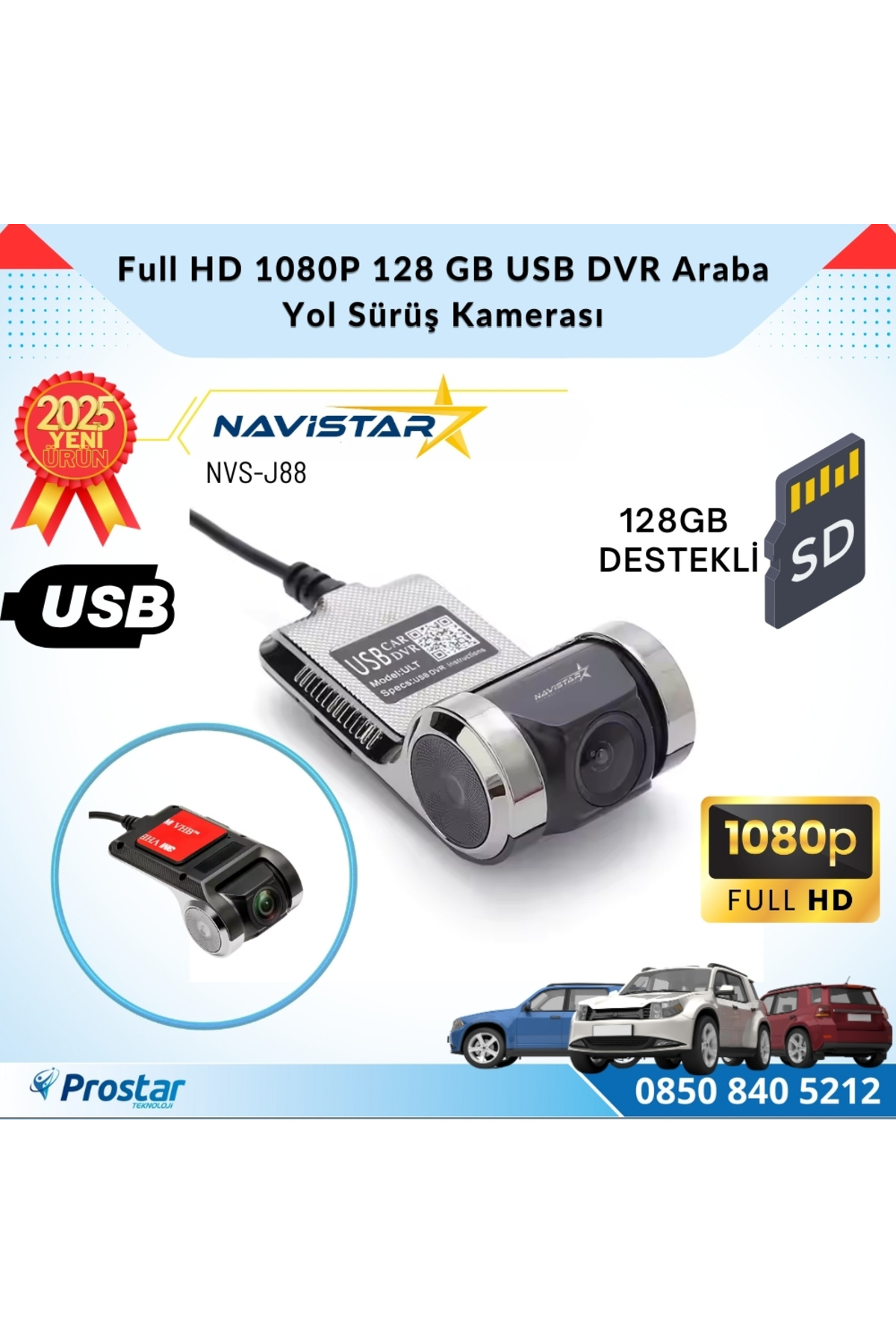 Navistar Usb 128 GB Destekli HD 1080P Dvr Araç Yol Sürüş Kamerası ...