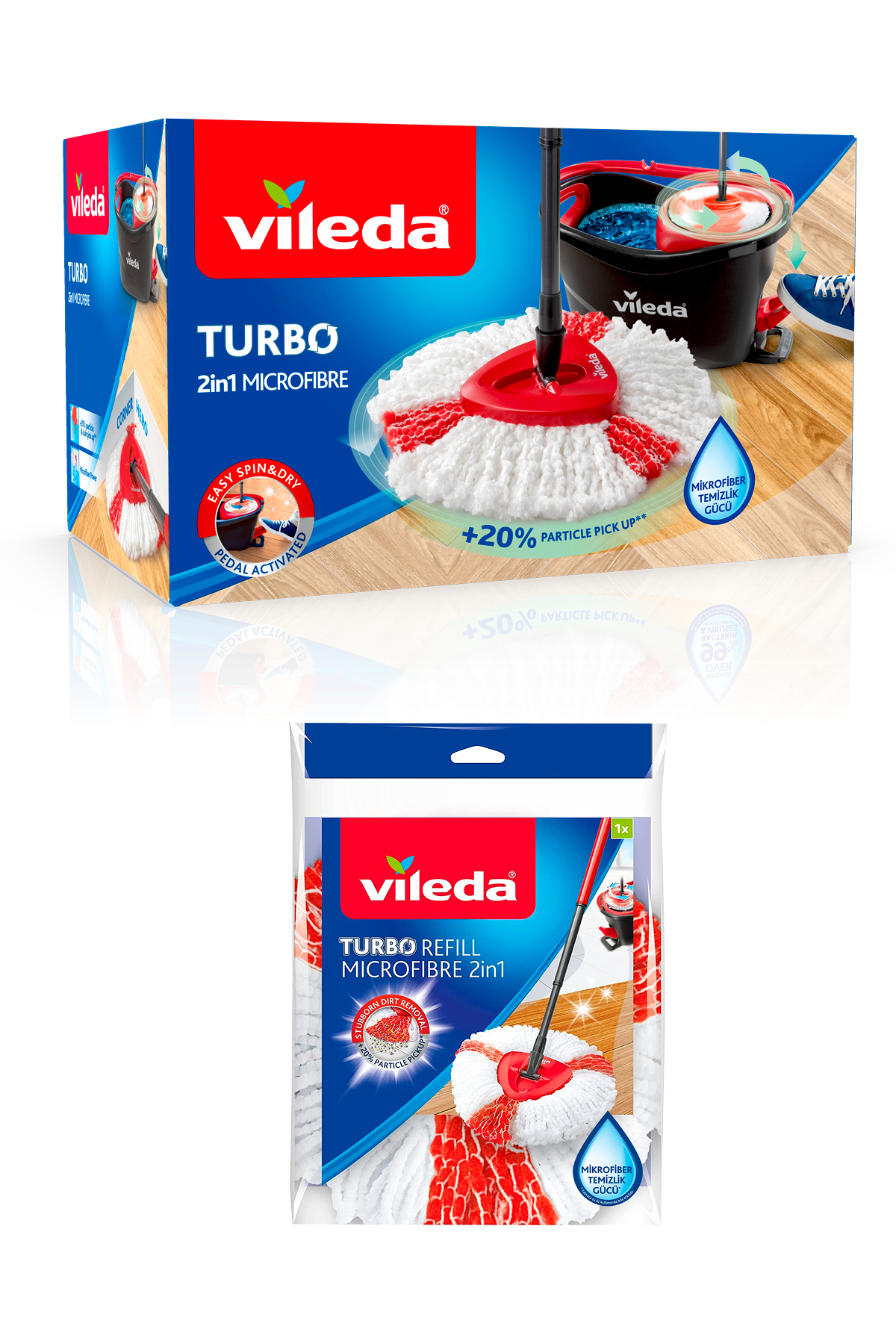 Vileda Turbo 2in1 Pedallı Temizlik Seti Mikrofiber 2in1 Yedek Paspas ...