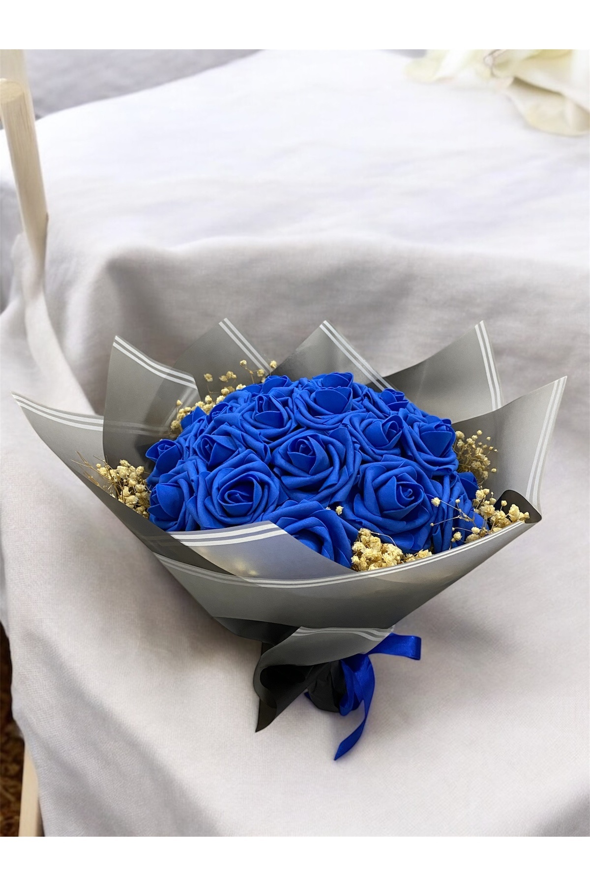Baalaa Yapay mavi gül buketi-25 adet Yapay çiçek- İsteme çiçeği ...