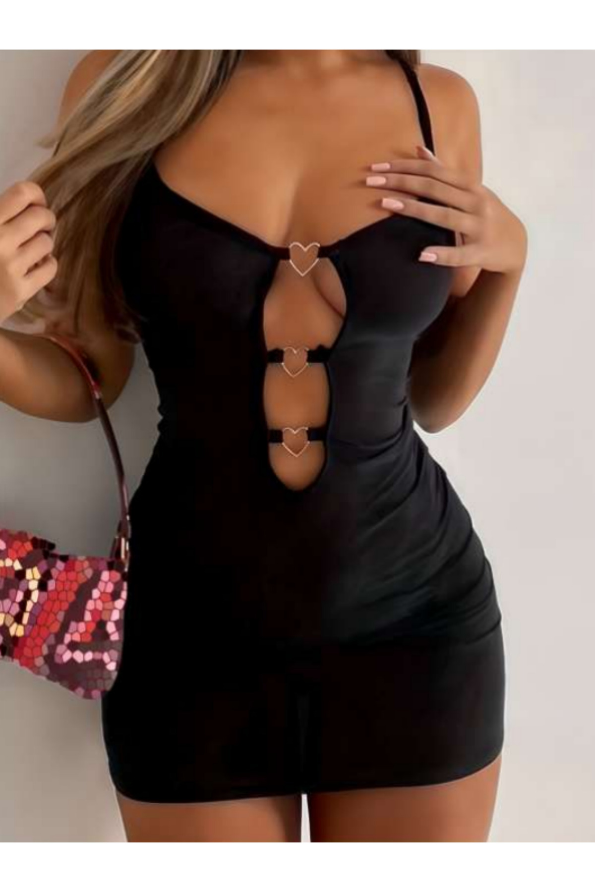 Genel Markalar Zenu Kalp Detaylı Siyah Mini Gece Elbisesi - Fiyatı, Yorumları