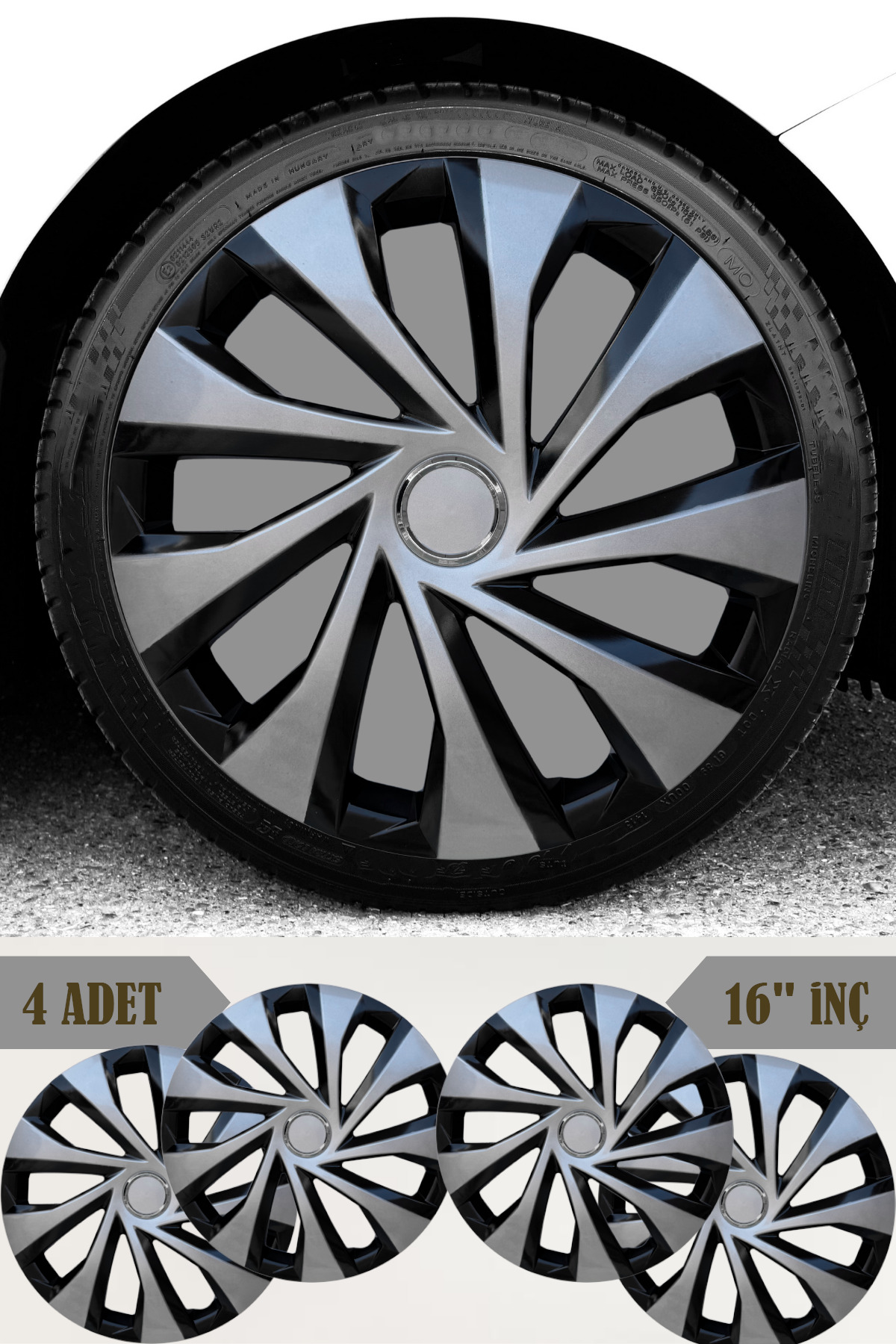 Elize Kia Carens Carnival Ceed 16'' İnç Jant Kapağı 4 ADET Çift Renk ...