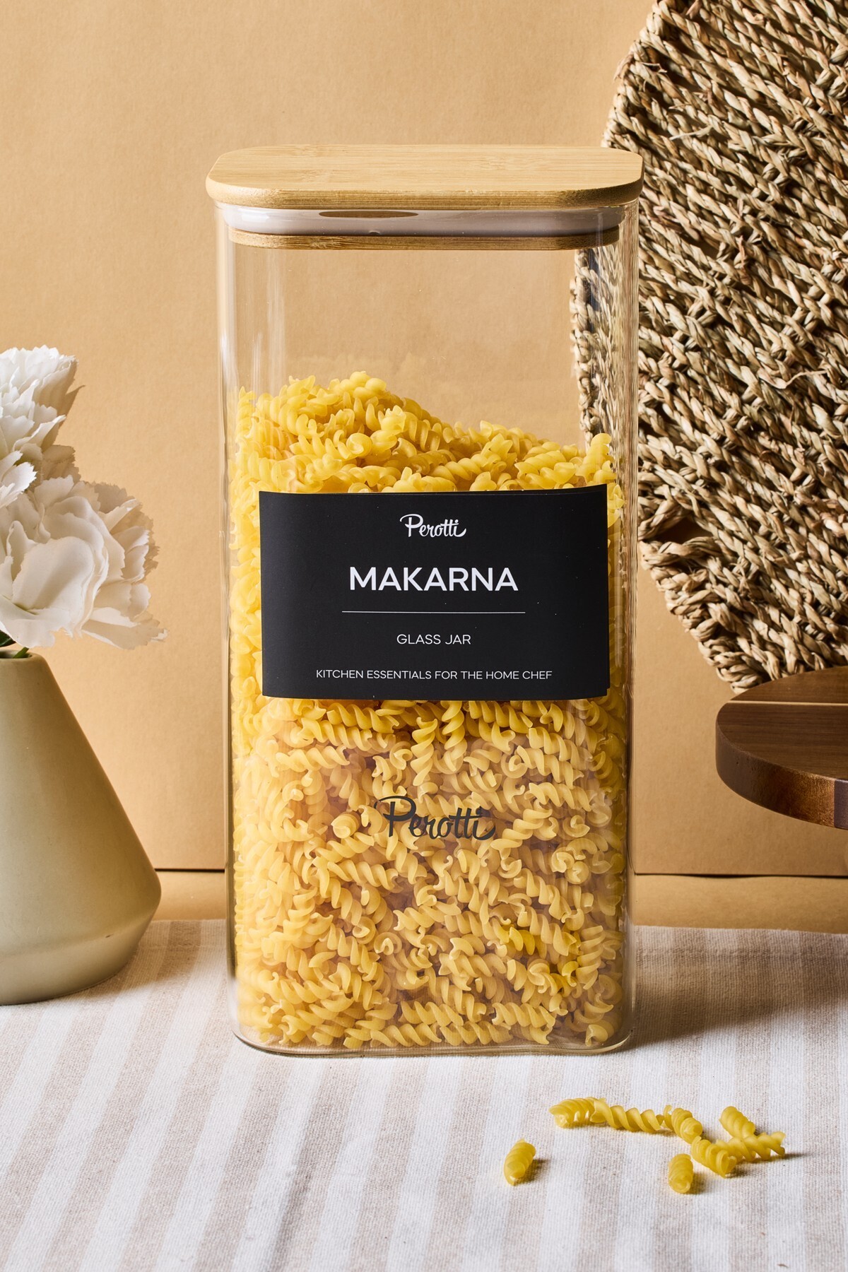 Perotti Peter Bambu Kapak Borosilikat Dikdörtgen Cam Kavanoz 1800 ml ...