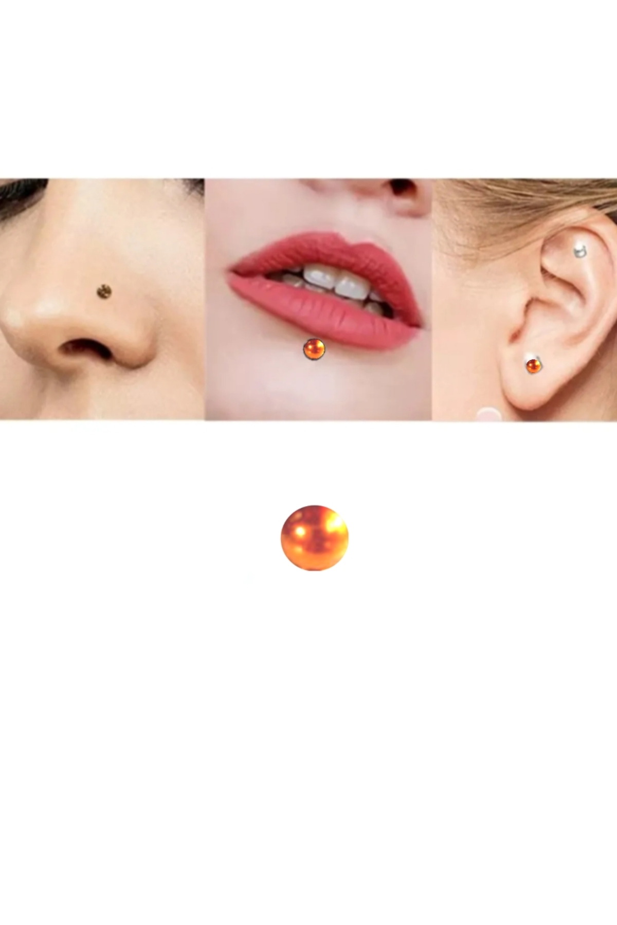 TakıConcept Non-Perforated Magnet Ball Lip Ear Fake Orange Color ...