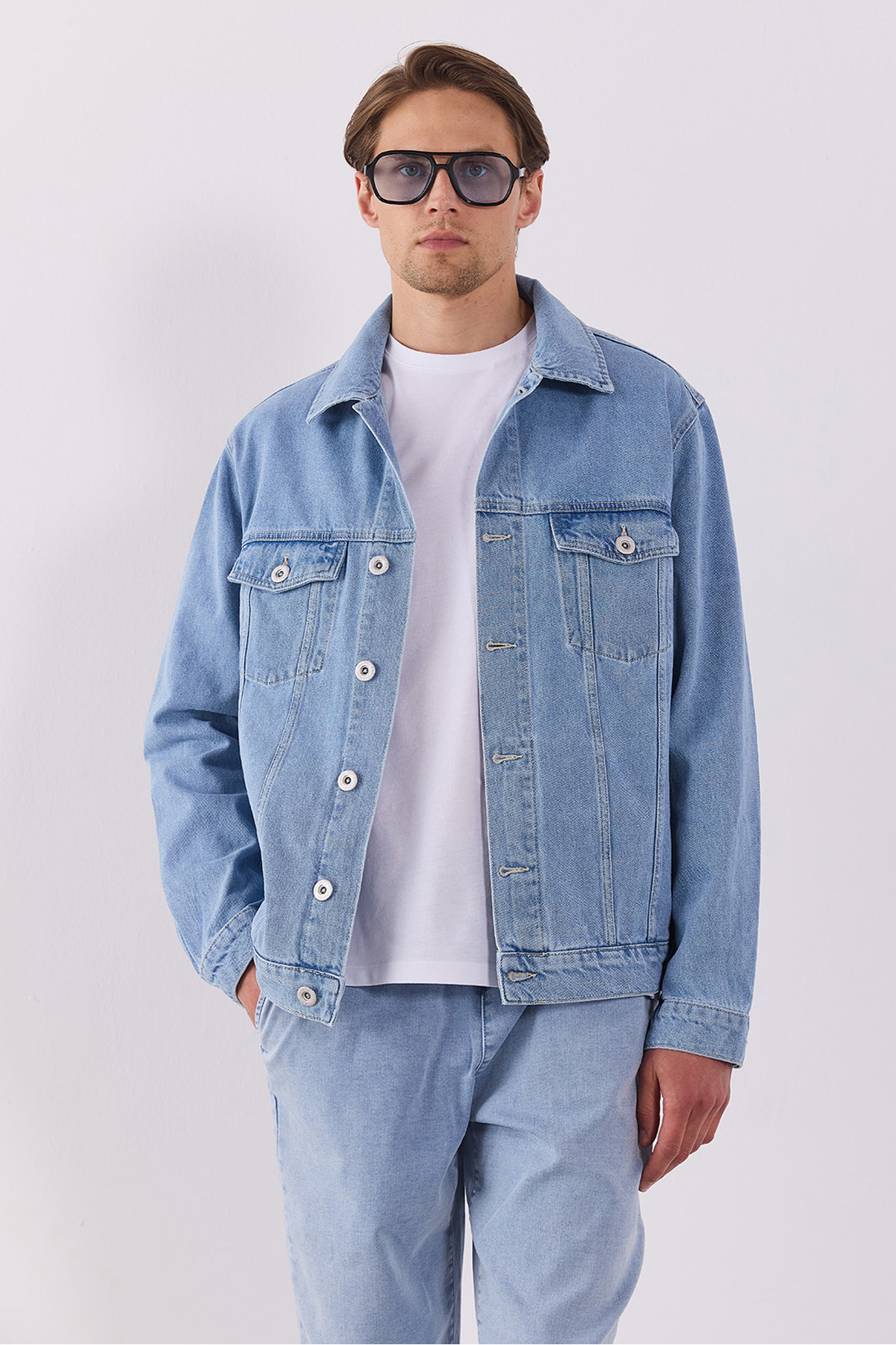 VENA Mark Sky Blue Oversize Geniş Kesim Jean Ceket - SKY BLUE - Fiyatı ...