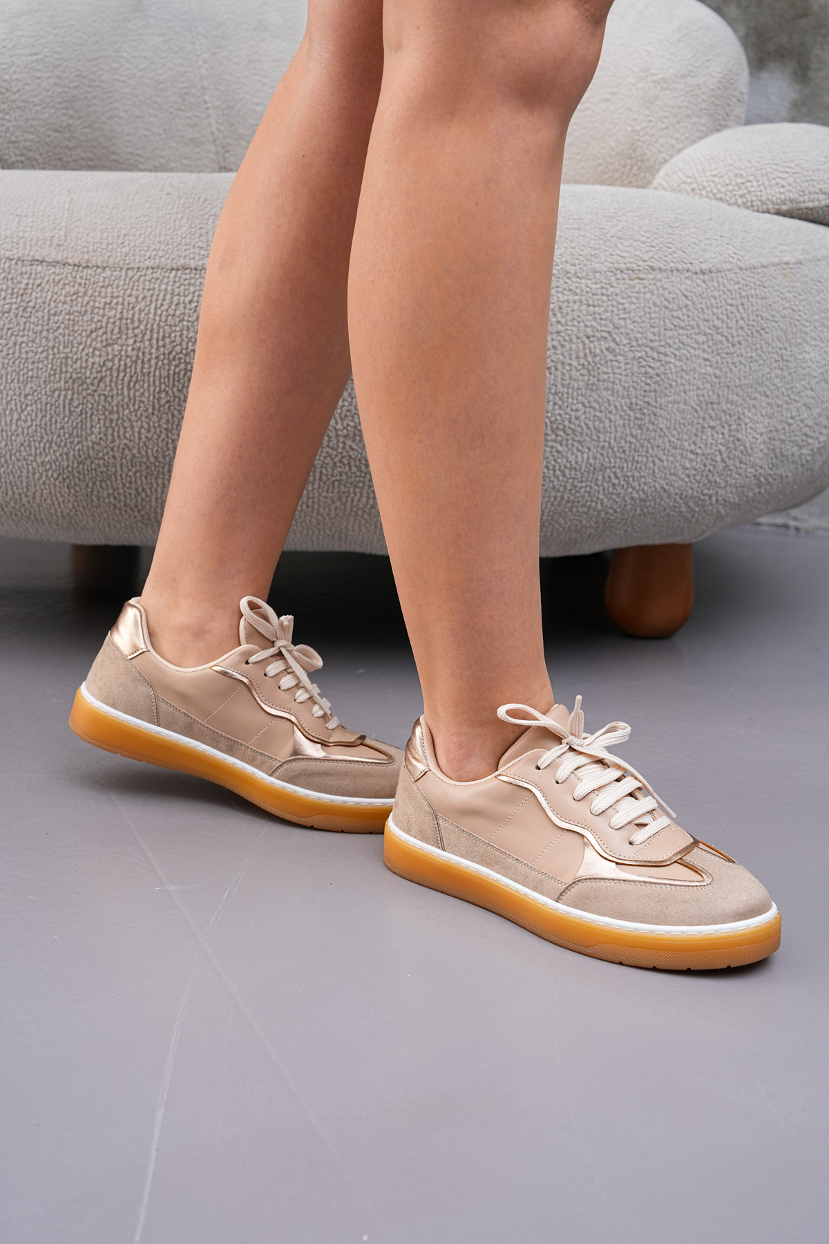 La Limar kadın bej gold gölge detaylı Sneaker spor ayakkabı - Fiyatı ...