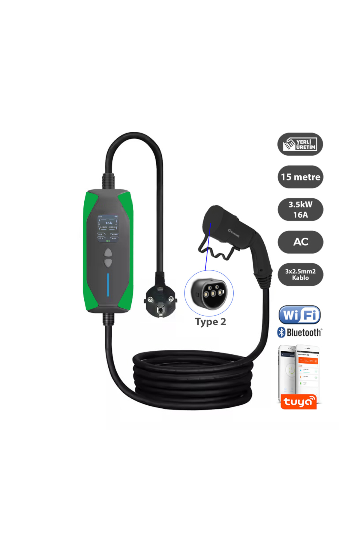 Truwatt Zt215 Taşınabilir Elektrikli Araç Şarj Cihazı 16a/3.5kw/220v ...