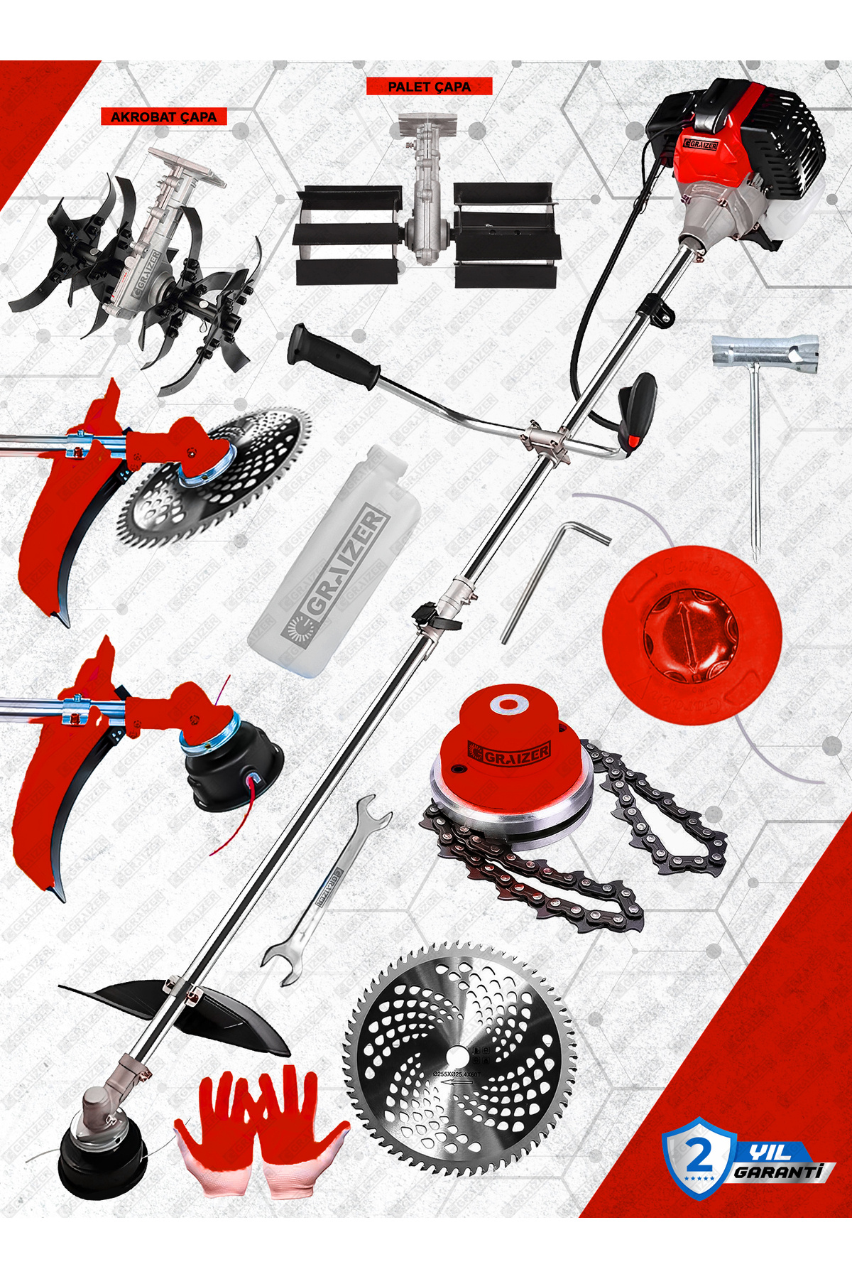 Graizer Alman GTA-20 Hpx Yan Tipi Benzinli Motorlu Ot Çalı Tırpanı Çim ...