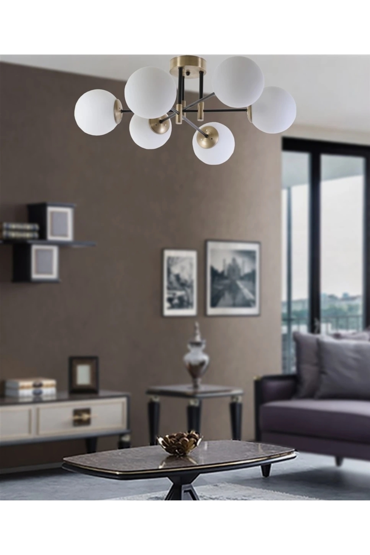 Vera Lighting Çapraz 6'lı Plafonyer Eskitme Siyah Avize - Fiyatı, Yorumları