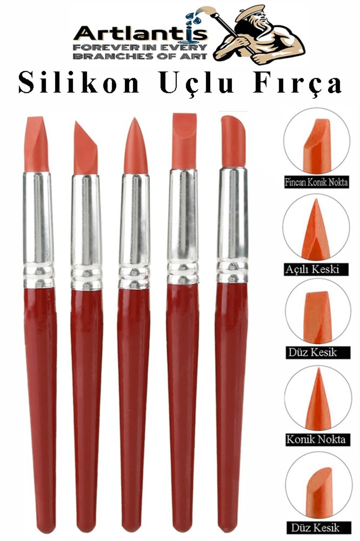Artlantis Bordo Silikon Uçlu Fırça Modelaj 5 li 1 Paket Kauçuk Polimer ...