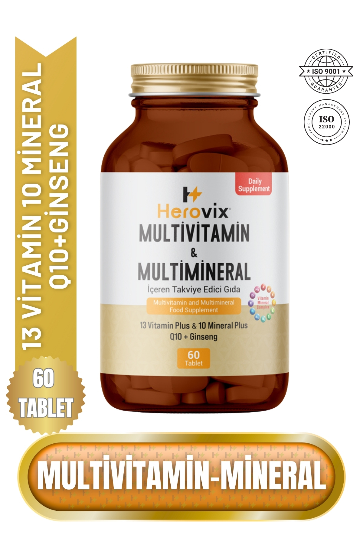 Herovix Multivitamin & Multimineral 60 Tablet (13 Vitamin | 10 Mineral ...