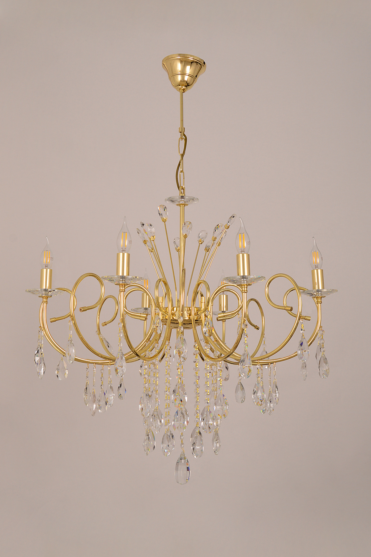 Avize çarşısı Ramada Fiskiyeli 6 Kollu Kristal Taşlı Limon Sarı Avize ...