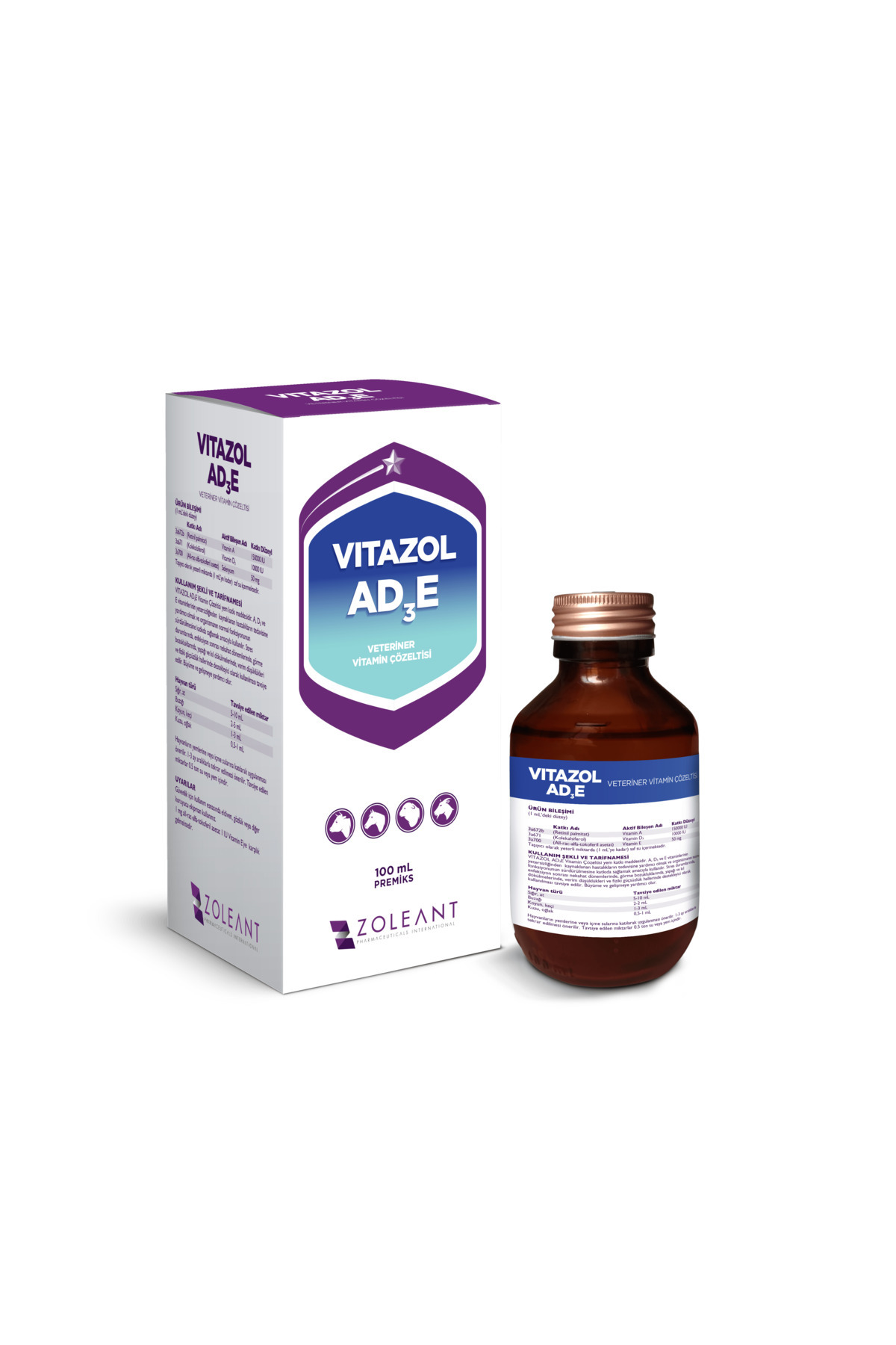 Ber vet pet Vitazol Ademin 100ml Premiks Inek Koyun Keçi At Kuzu Oğlak ...