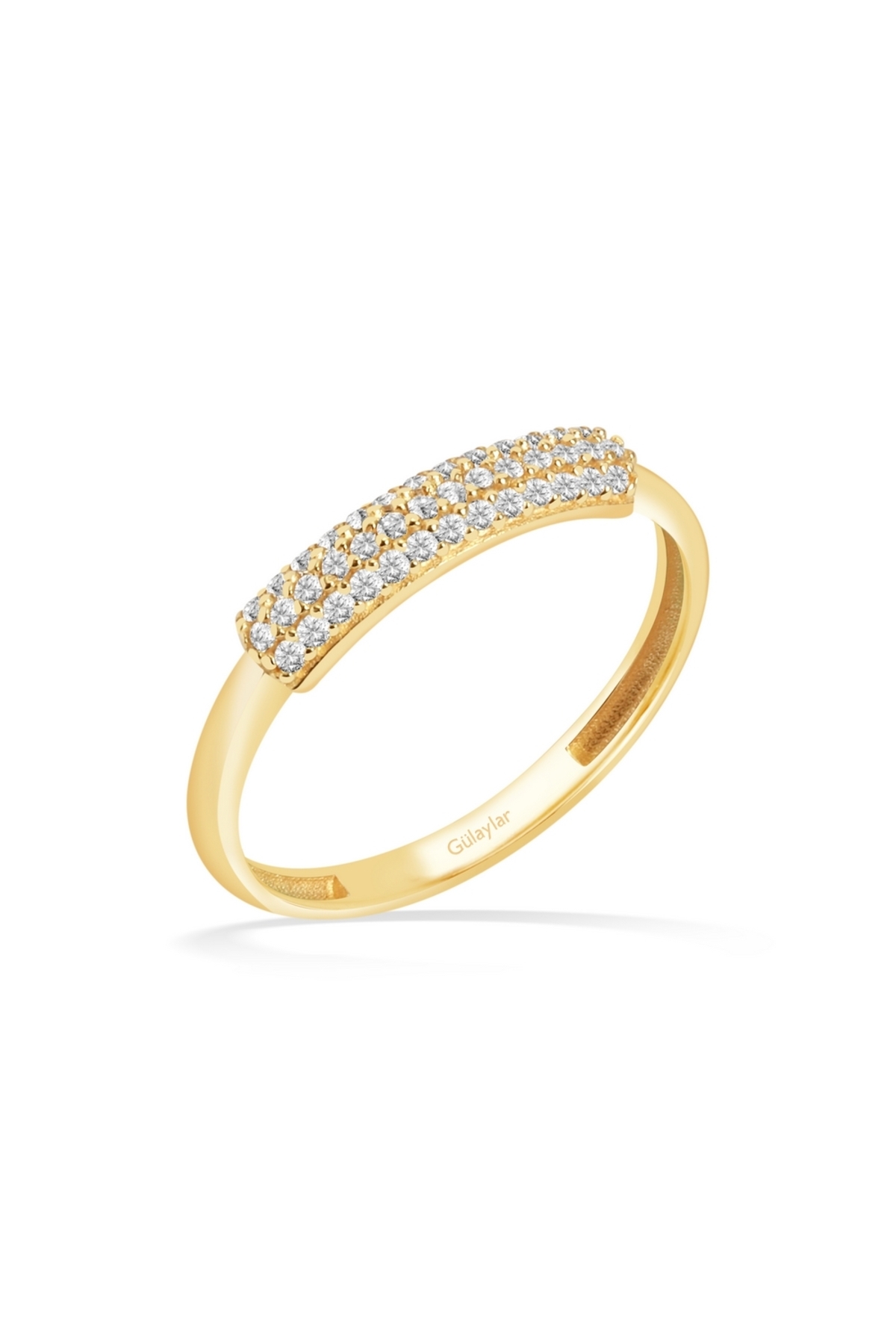 Diamond Line-Gülaylar Altın Üç Sıra Taşlı Zarif Yüzük - Işığın ...