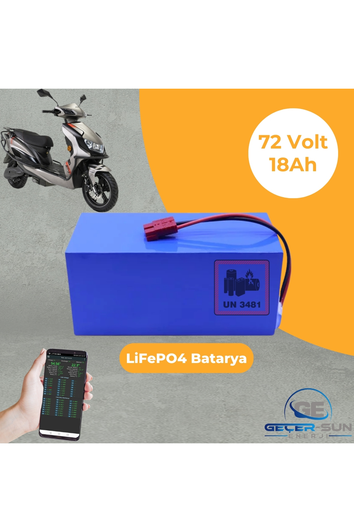 geçersun enerji "elektrikle yaşam" RKS MT3 PRO 72 Volt 18Ah LiFePO4 ...
