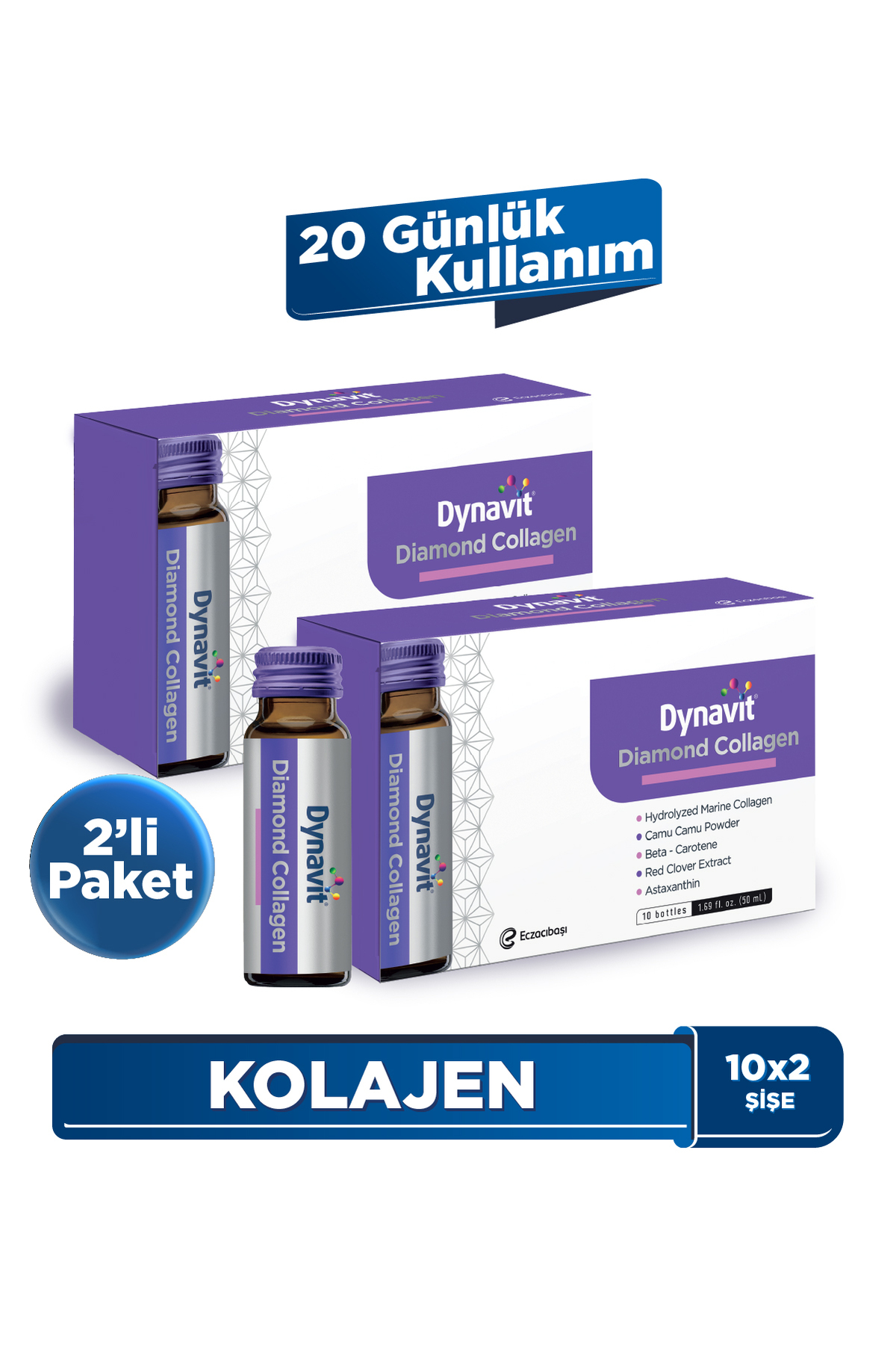 Dynavit Diamond Collagen & Hyaluronic Acid 10'Lu Likit Şişe - 2'li Avantaj Paketi - Tip 1 Balık ...