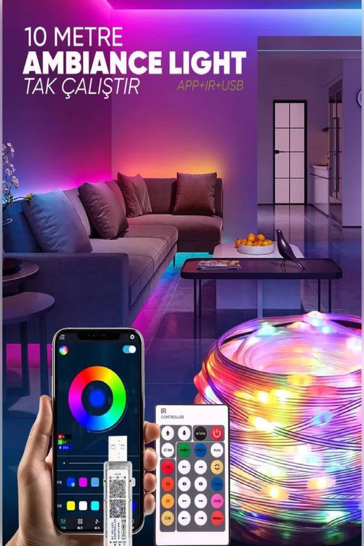 xsir Tv Arkası 10 Metre Bluetooth Telefon Kontrollü Smart Şerit Led ...