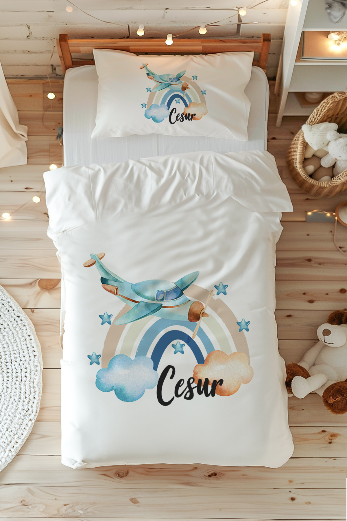 Astral Baby İsme Özel İsimli Tek Kişilik %100 Pamuk Nevresim Takımı ...