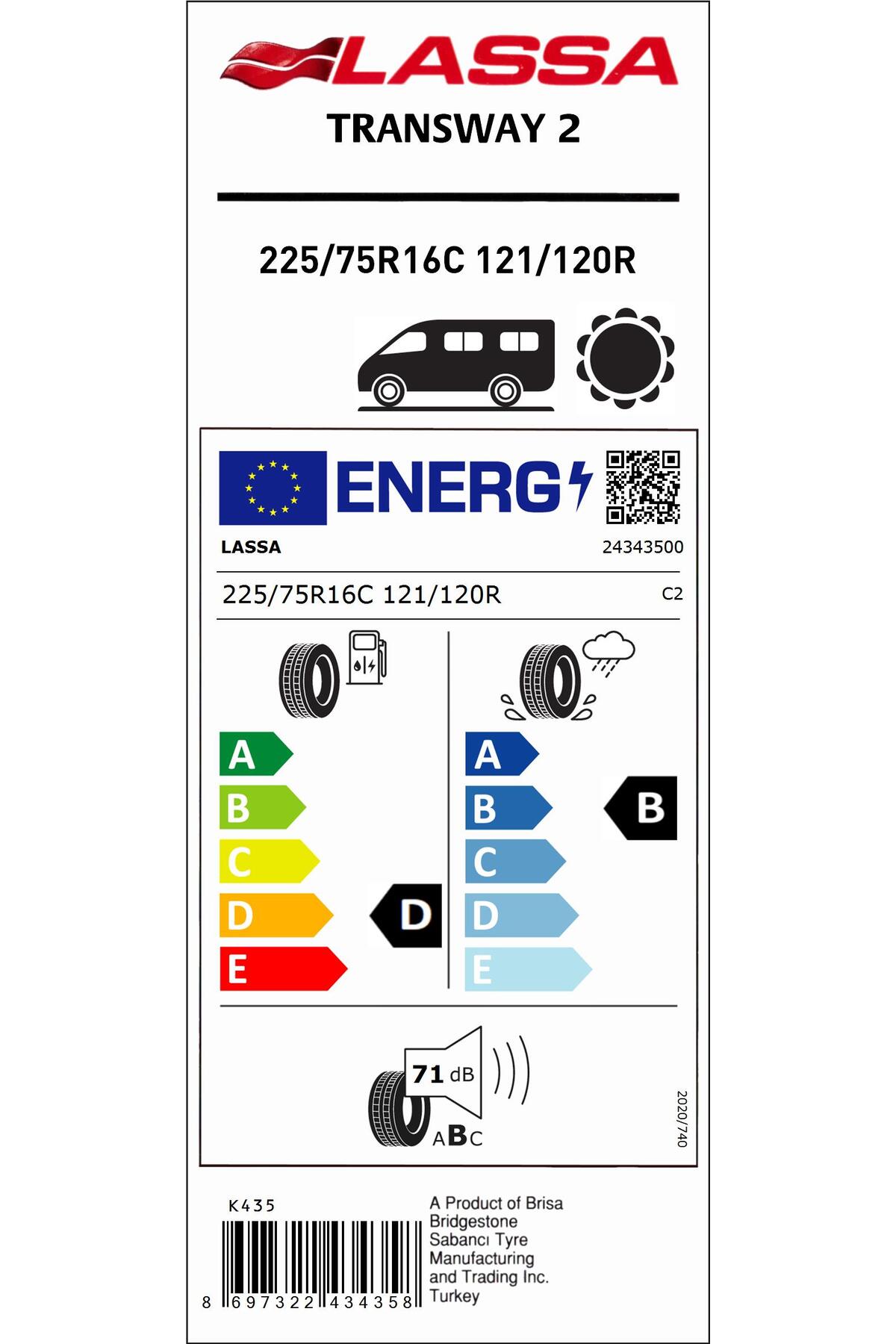 Lassa 225/75r16 C 121/120r Transway 2 D-b-71 Yaz Hafif Ticari Lastiği ...