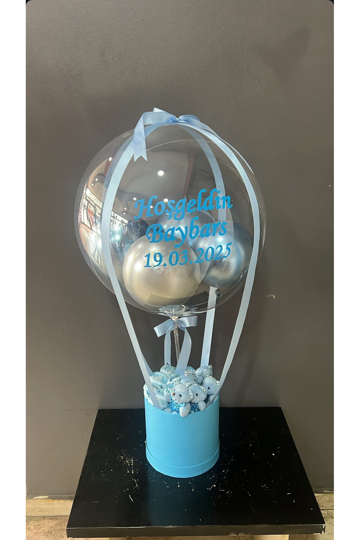 GözdeParti Balon Kutusu - Yenidoğan Erkek Bebek Balon Kutusu Kişiye ...