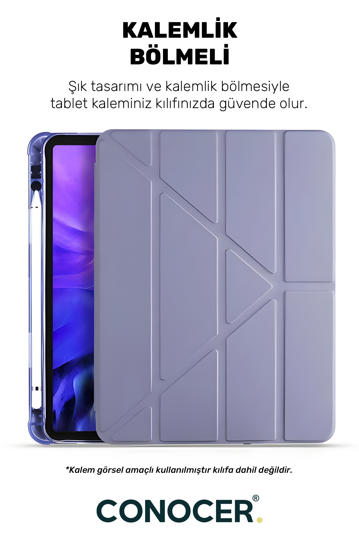 CONOCER iPad 11 A16 2025 10. Nesil 10.9 Tablet Kılıfı Kalem Bölmeli ...