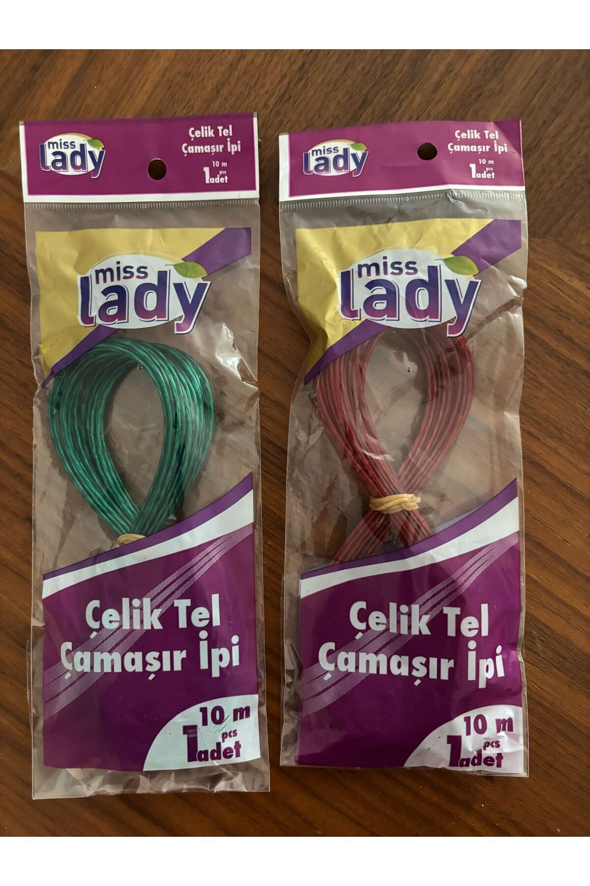 Mis Lady MİSS LADY ÇAMAŞIR İPİ ÇELİK TEL (10 mt ) x 2 Adet (KIRMIZI VE ...