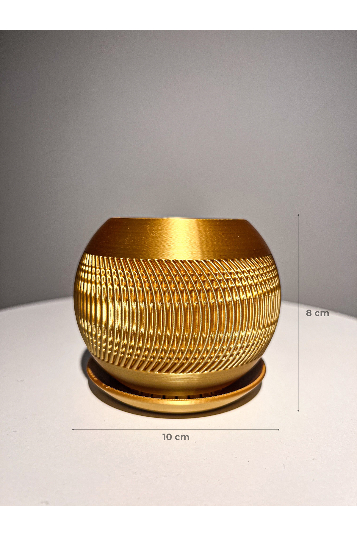 3D Premium Mini Vazo Parlak Metalik Altın Rengi - Fiyatı, Yorumları