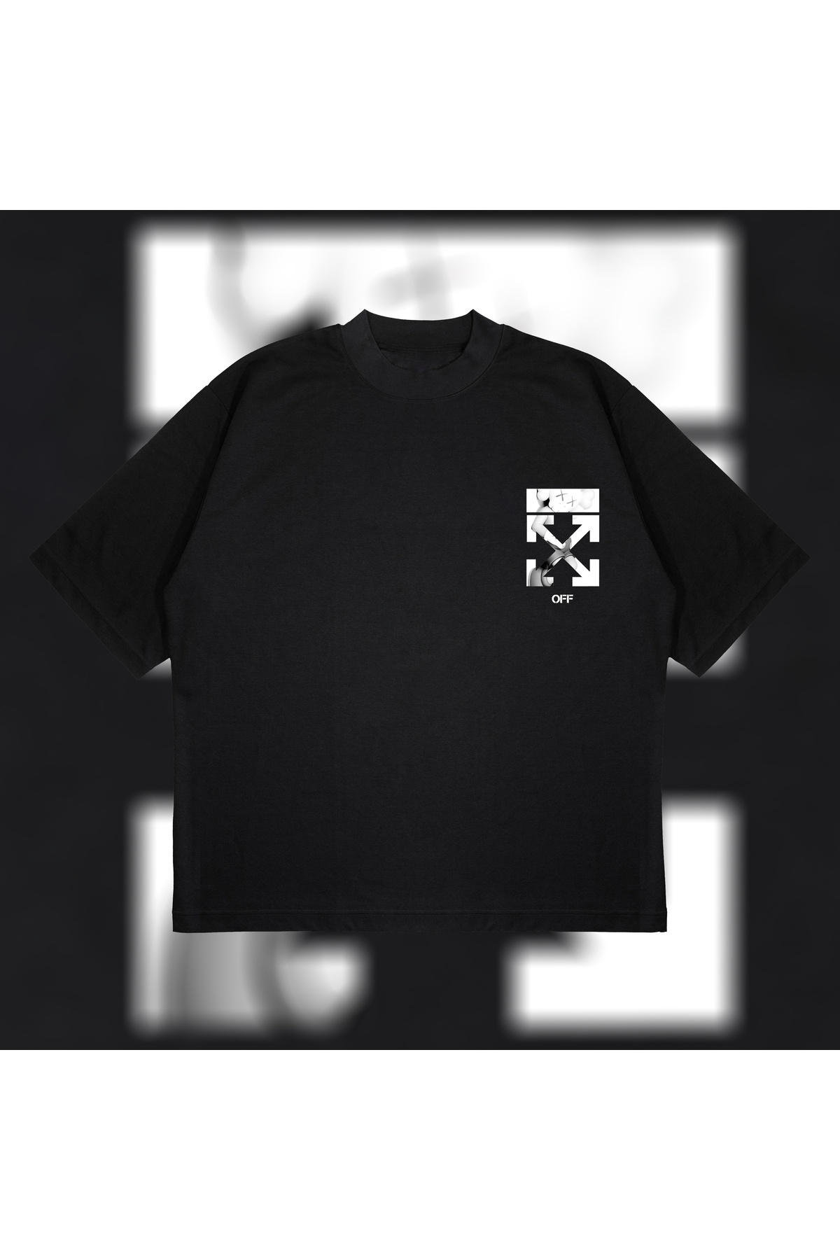 PURE POWER Kaws X Off W Boxy Fit Oversize Unisex %100 Pamuklu Tshirt ...