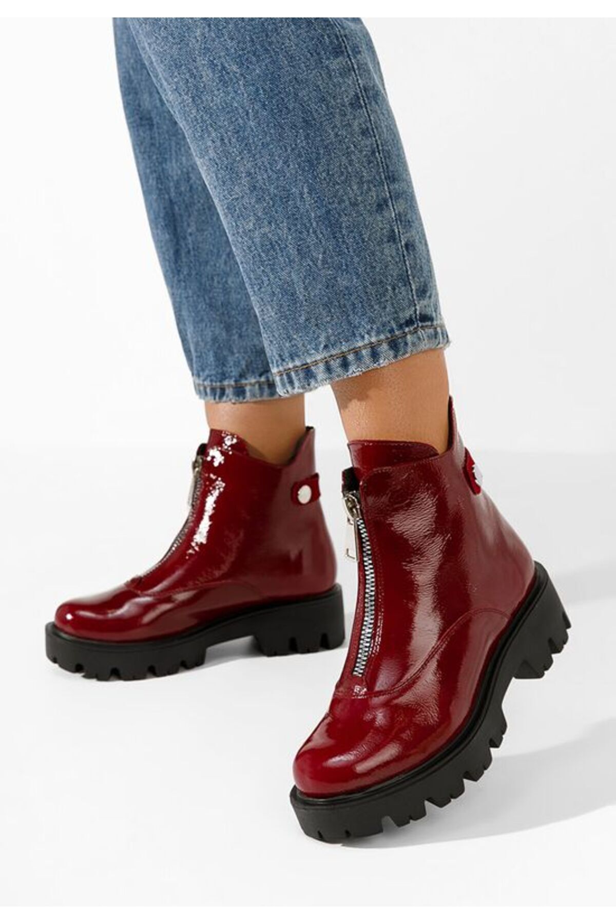 B T Shoes Women's leather boots Velora V3, dark blue- Trendyol